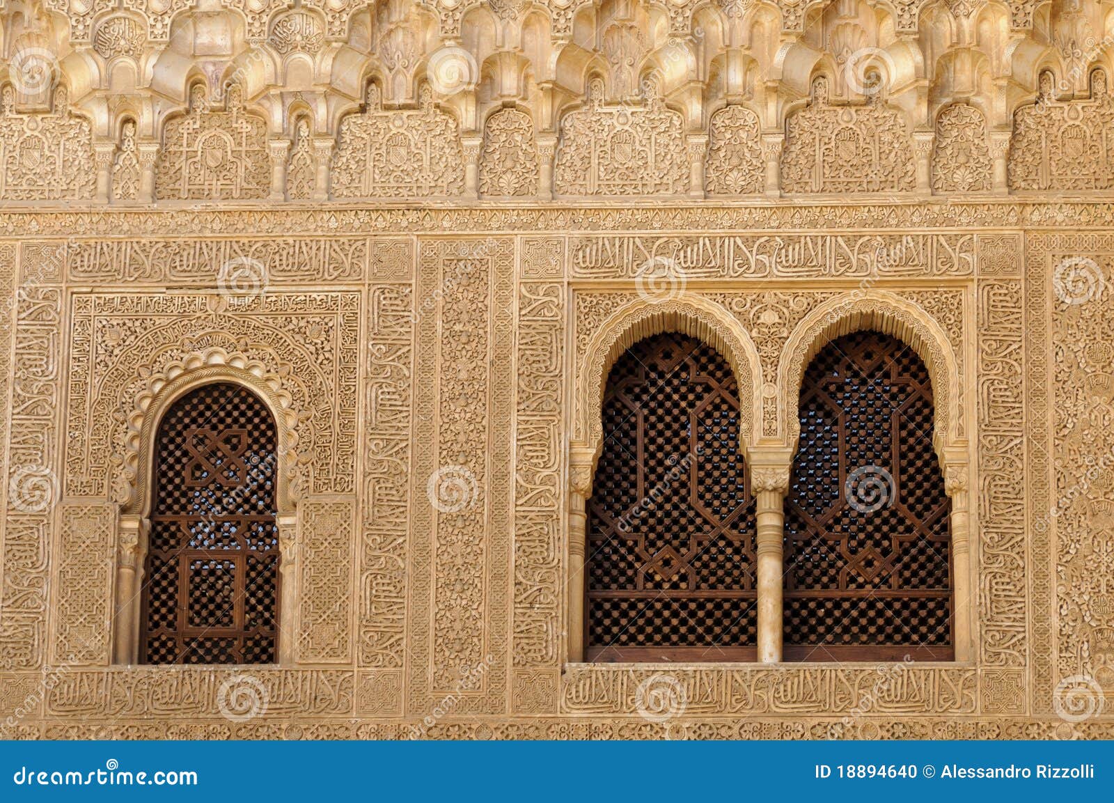 Moorish Architecture Inside the Alhambra Stock Photo - Image of pillar ...