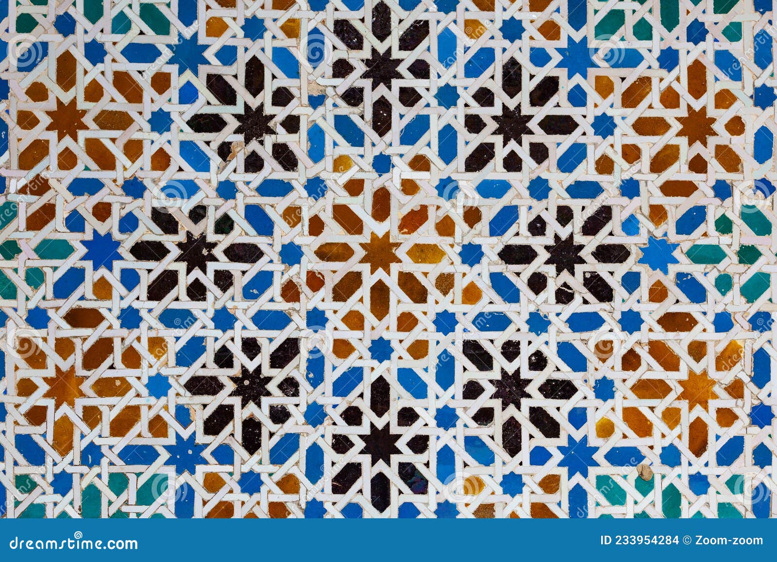 Moorish Ceramic Tiles with Geometric Pattern Stock Photo - Image of ...