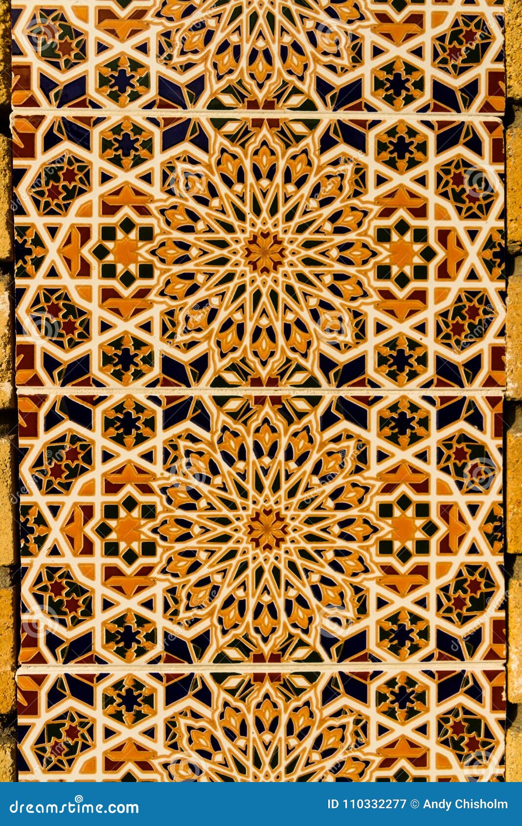 Moorish Design on Tiled Wall Stock Image - Image of islam, design ...