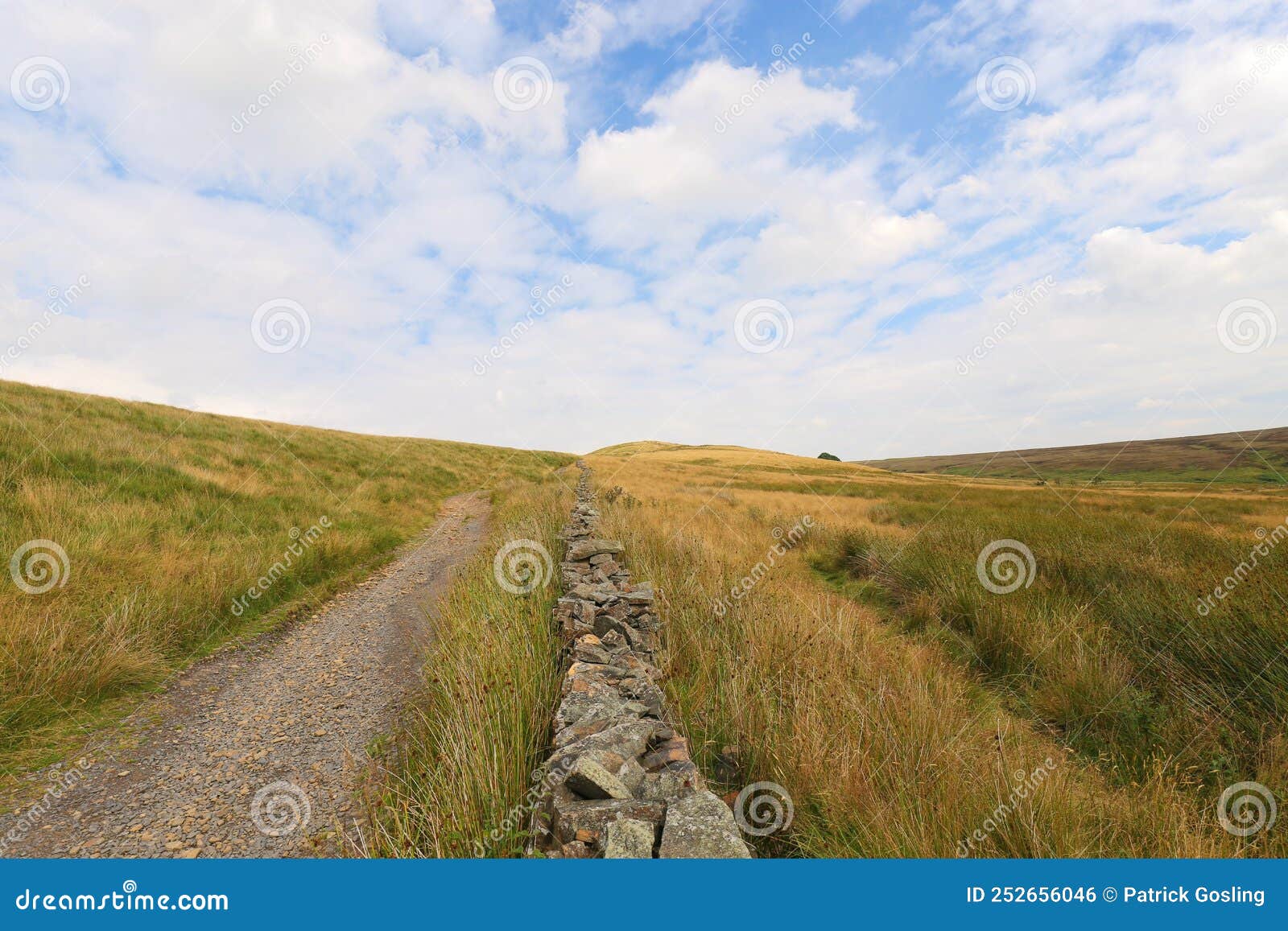 Moorland Footpath To Great Hill. Stock Photo - Image of wall, moorland ...