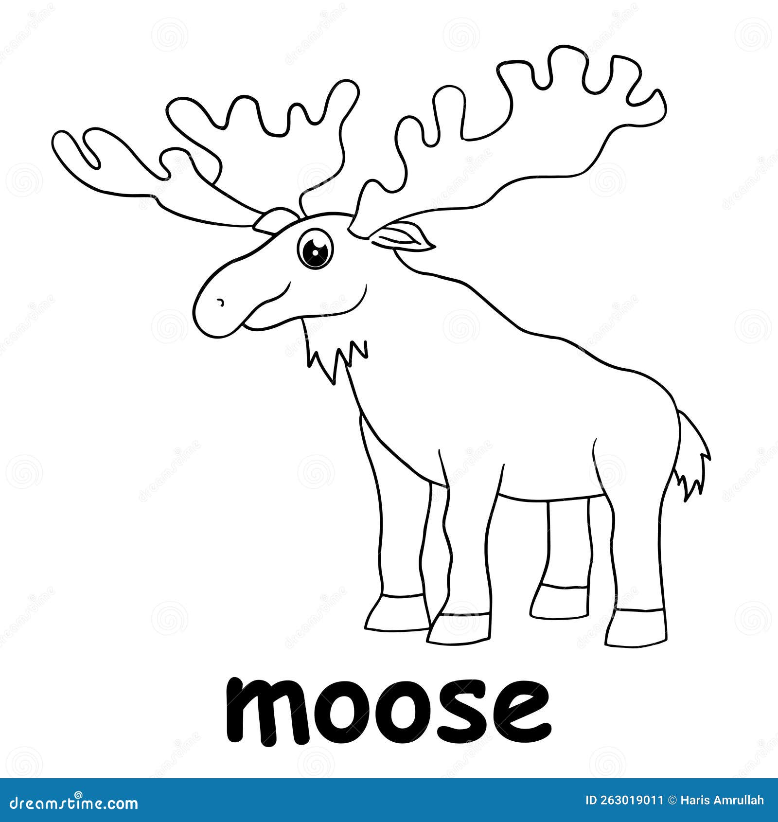 Kids Line Illustration Coloring Moose. Animal Outline Stock Vector ...