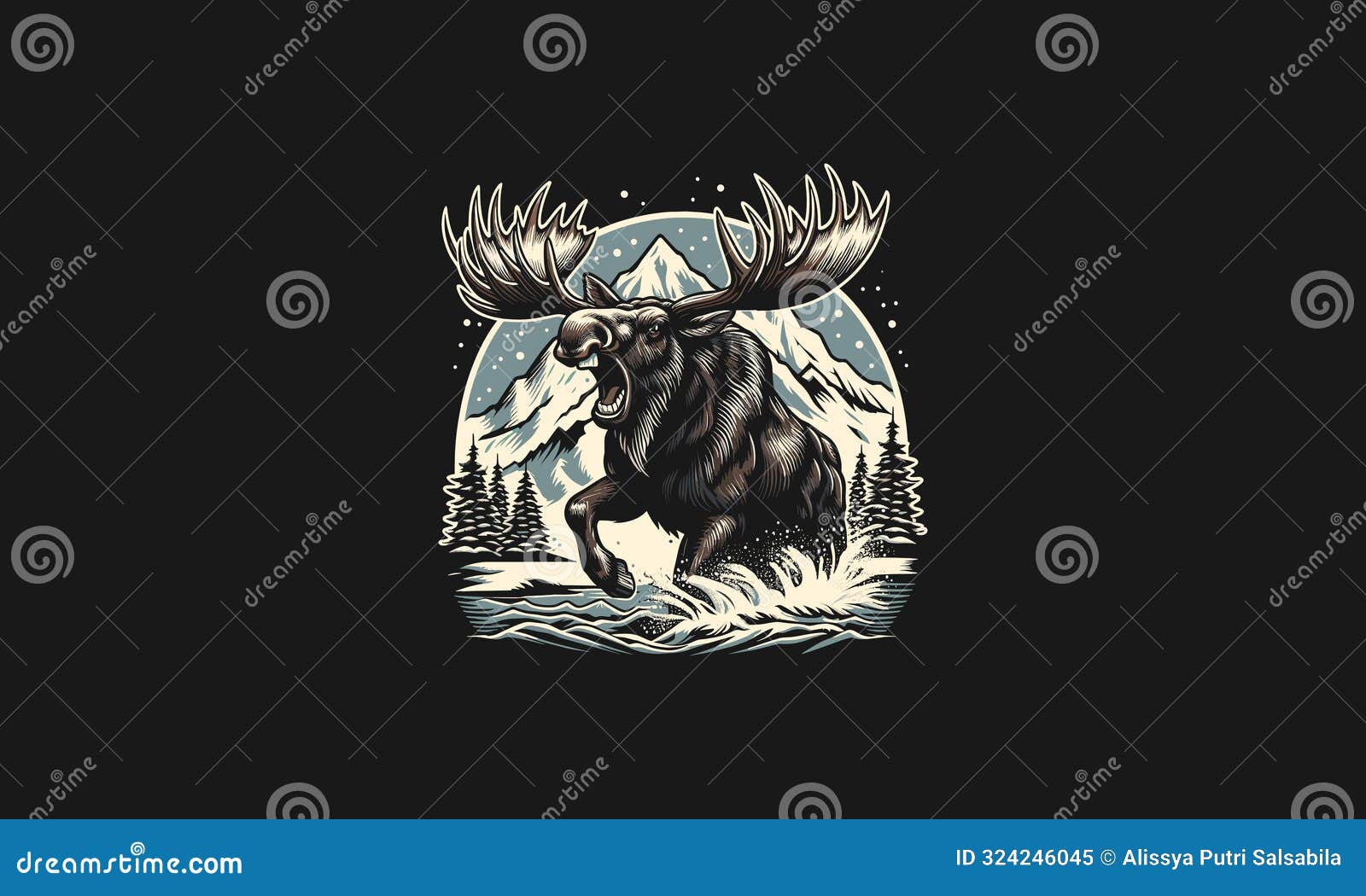 Moose Angry on Mountain Vector Artwork Design Stock Vector ...