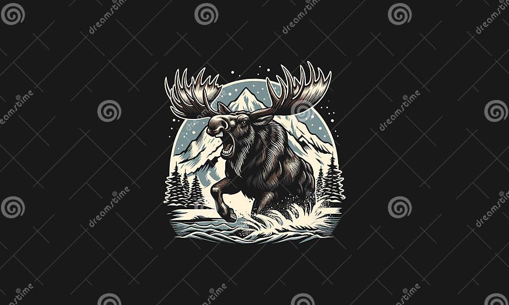 Moose Angry on Mountain Vector Artwork Design Stock Vector ...