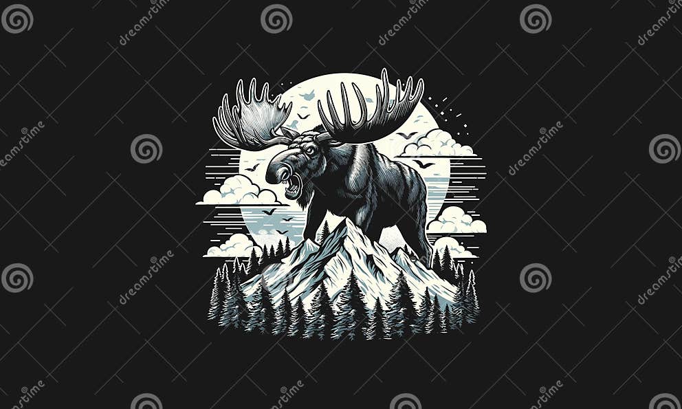 Moose Angry on Mountain Vector Artwork Design Stock Vector ...
