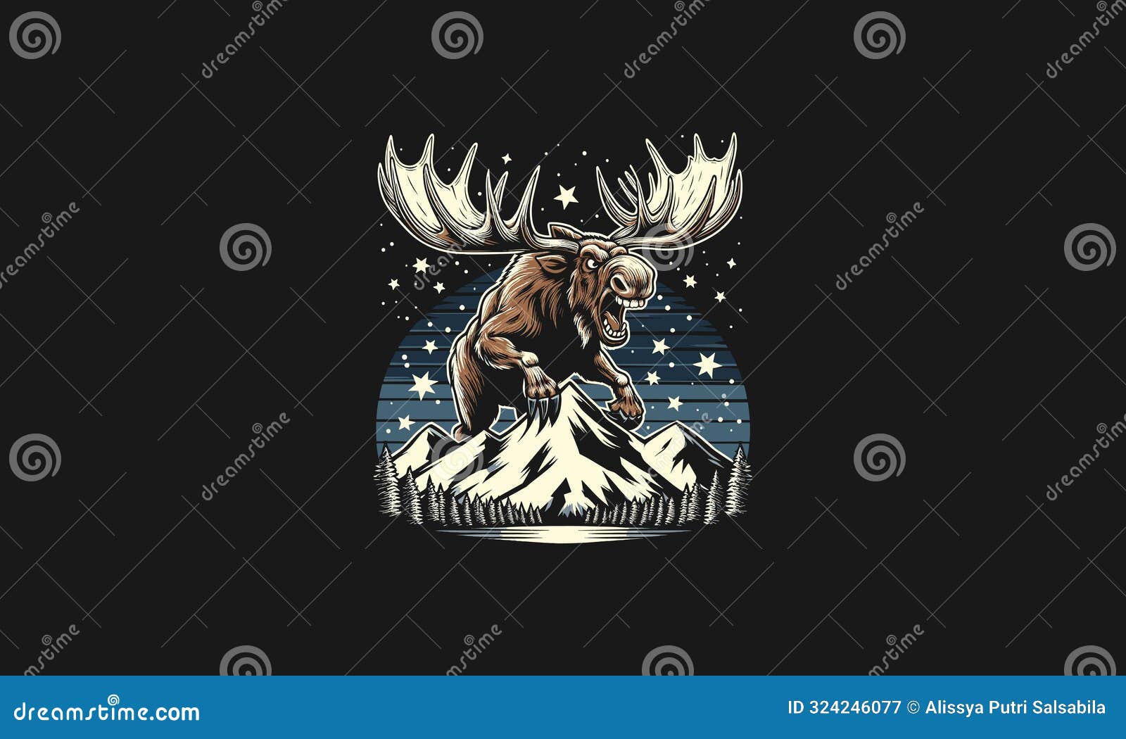 Moose Angry on Mountain Vector Artwork Design Stock Vector ...