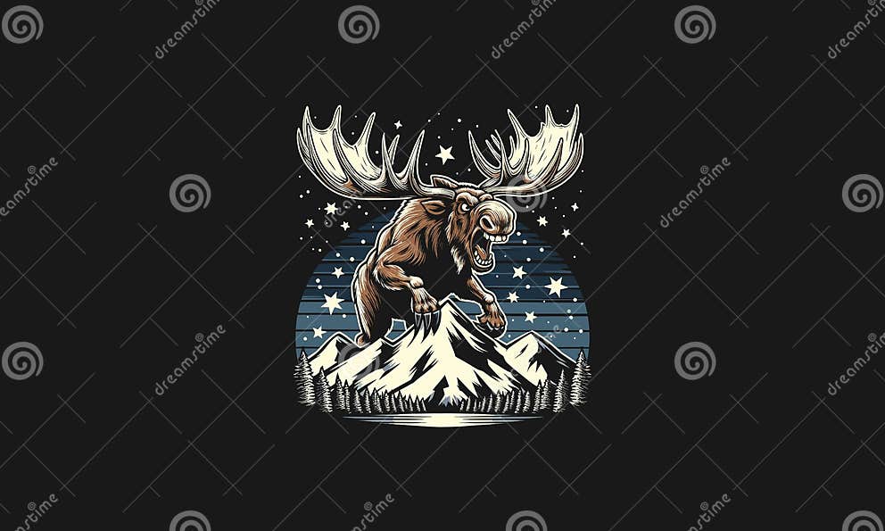 Moose Angry on Mountain Vector Artwork Design Stock Vector ...