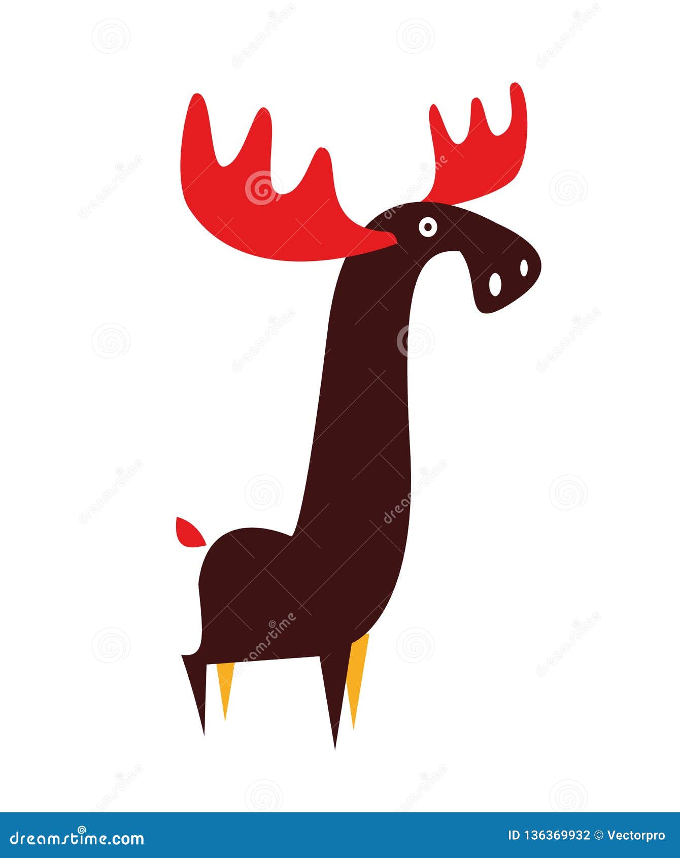 Moose Animal Flat Vector Illustration on White Stock Vector ...