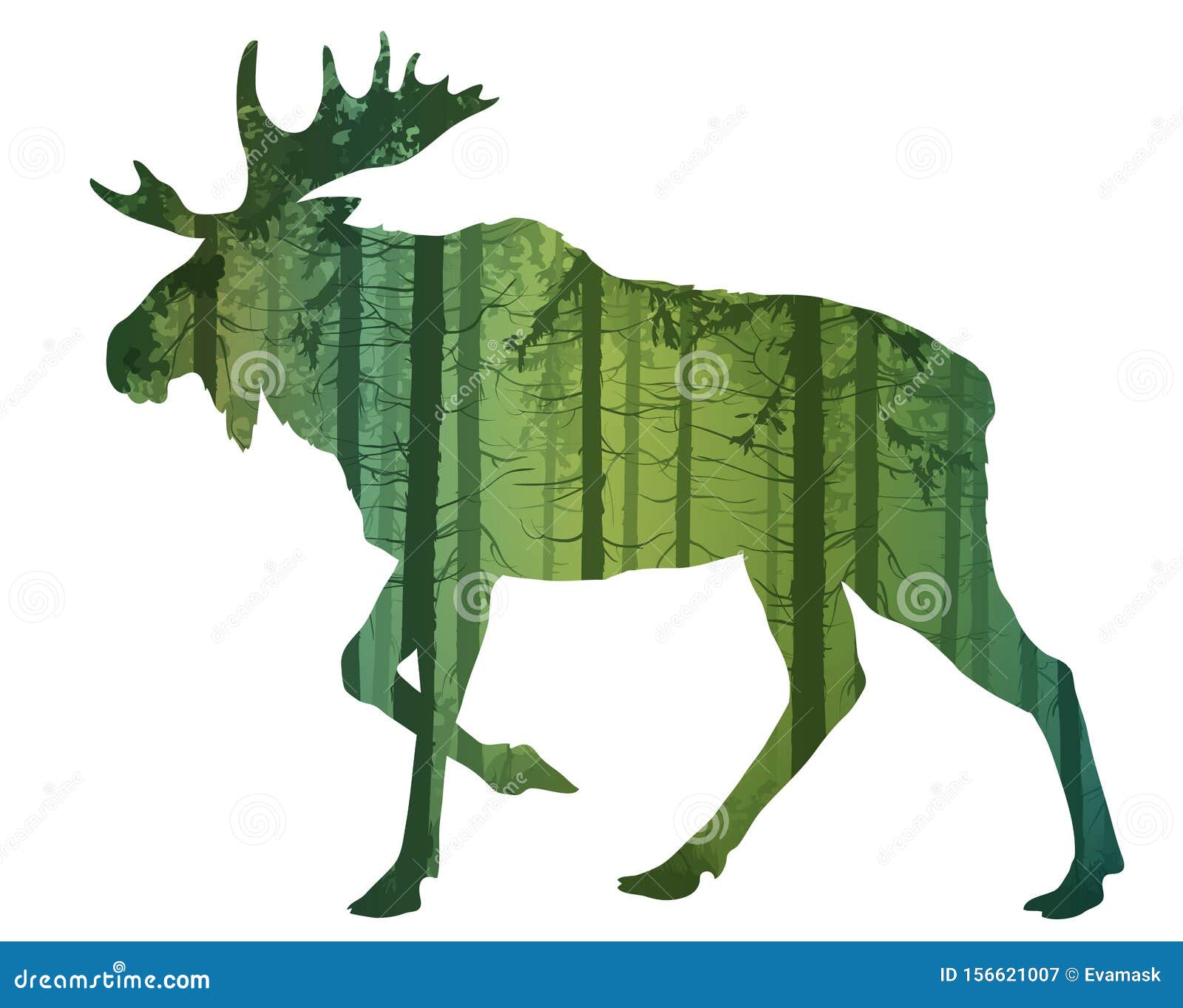 Beautiful Silhouette of a Running Moose Stock Vector - Illustration of ...