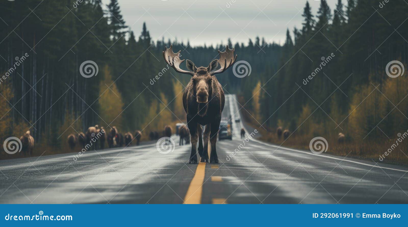 Moose Cross the Road. Conservation Wild Animals. Safe Driving ...