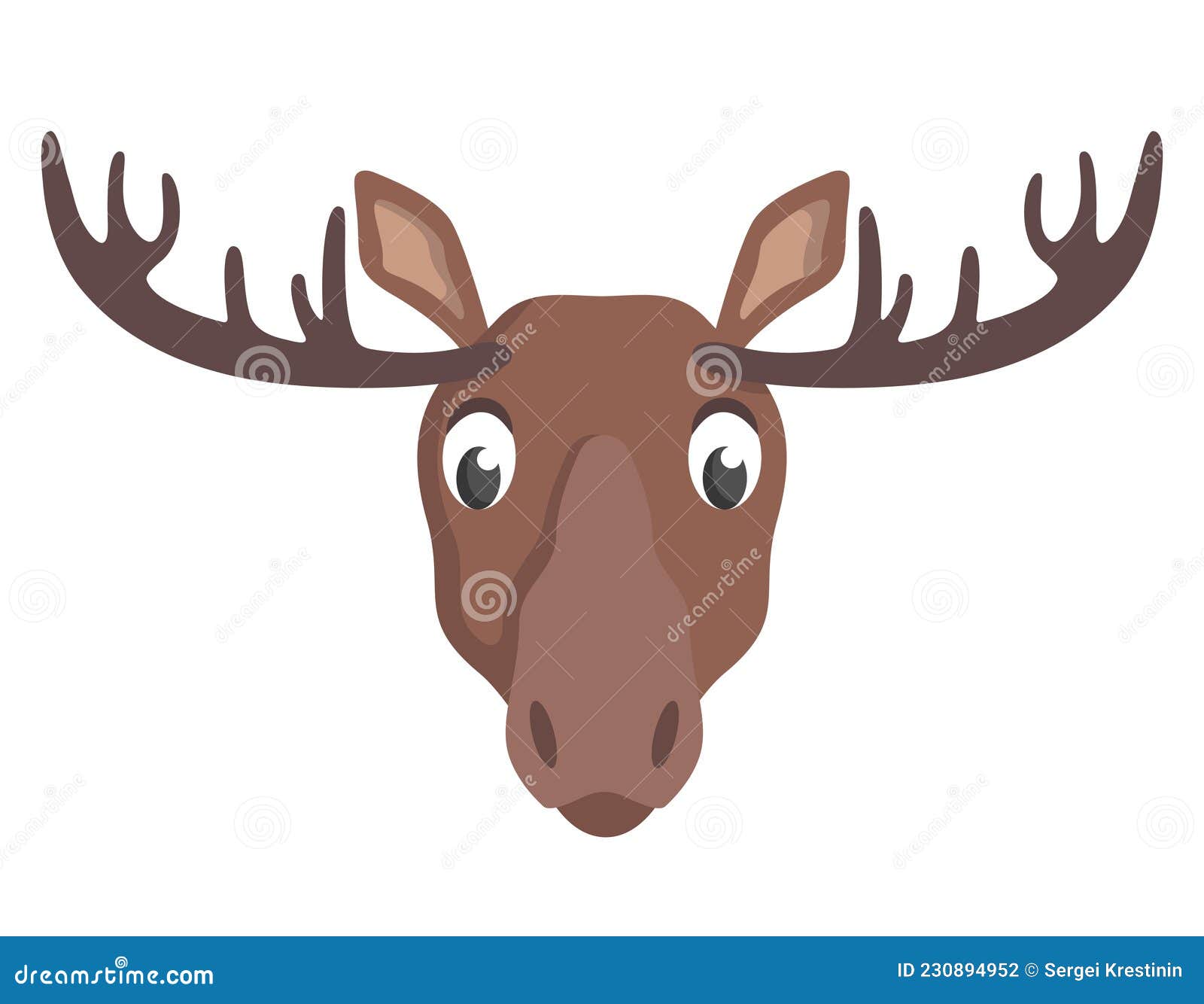 Moose face front view. stock vector. Illustration of forest - 230894952