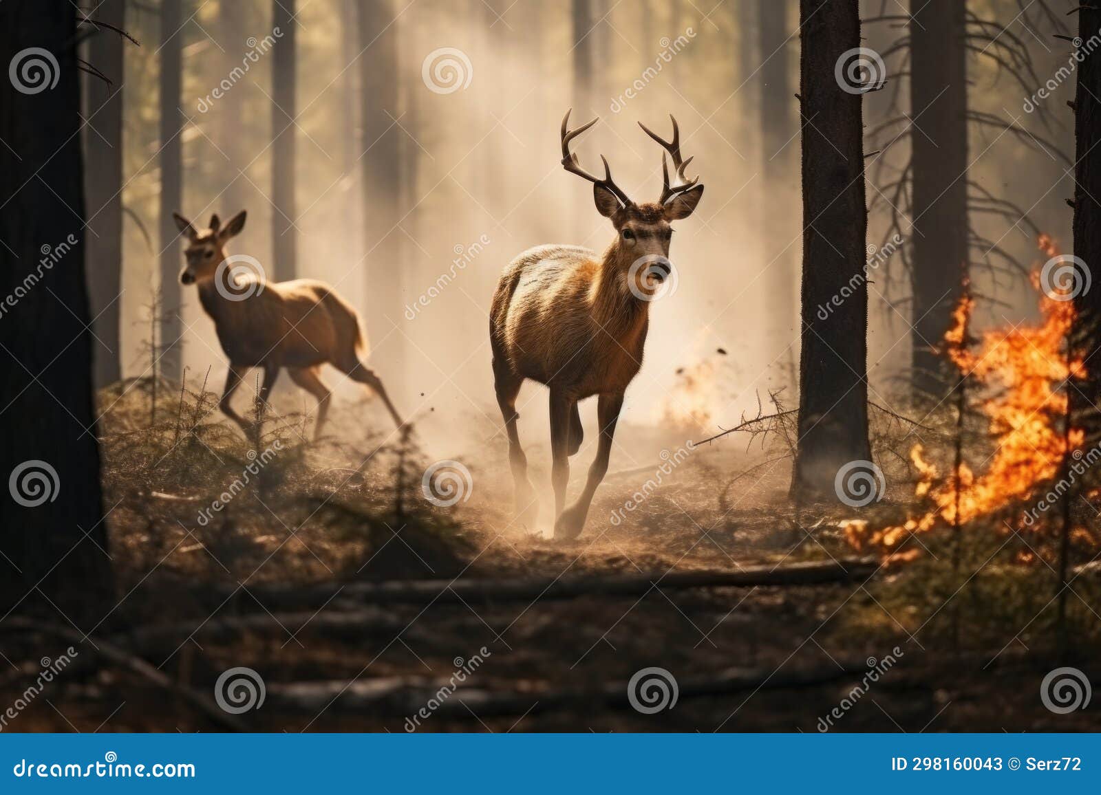 Moose Fleeing from Forest Fire Stock Image - Image of wildlife, forest ...