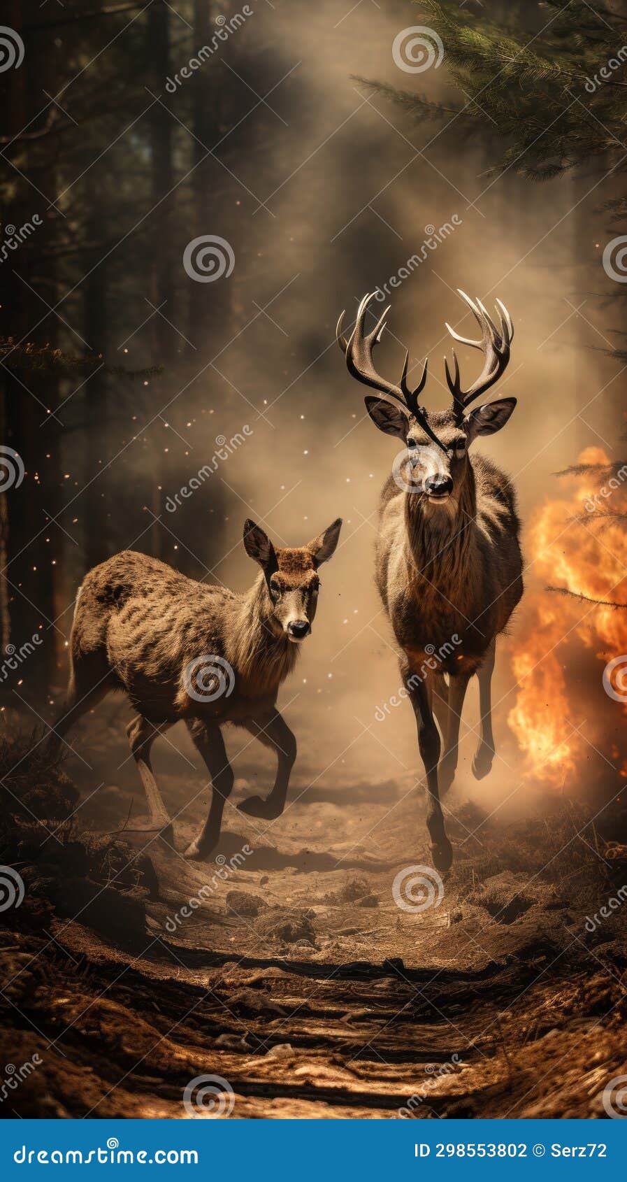 Moose Fleeing from Forest Fire Stock Photo - Image of danger, leaving ...