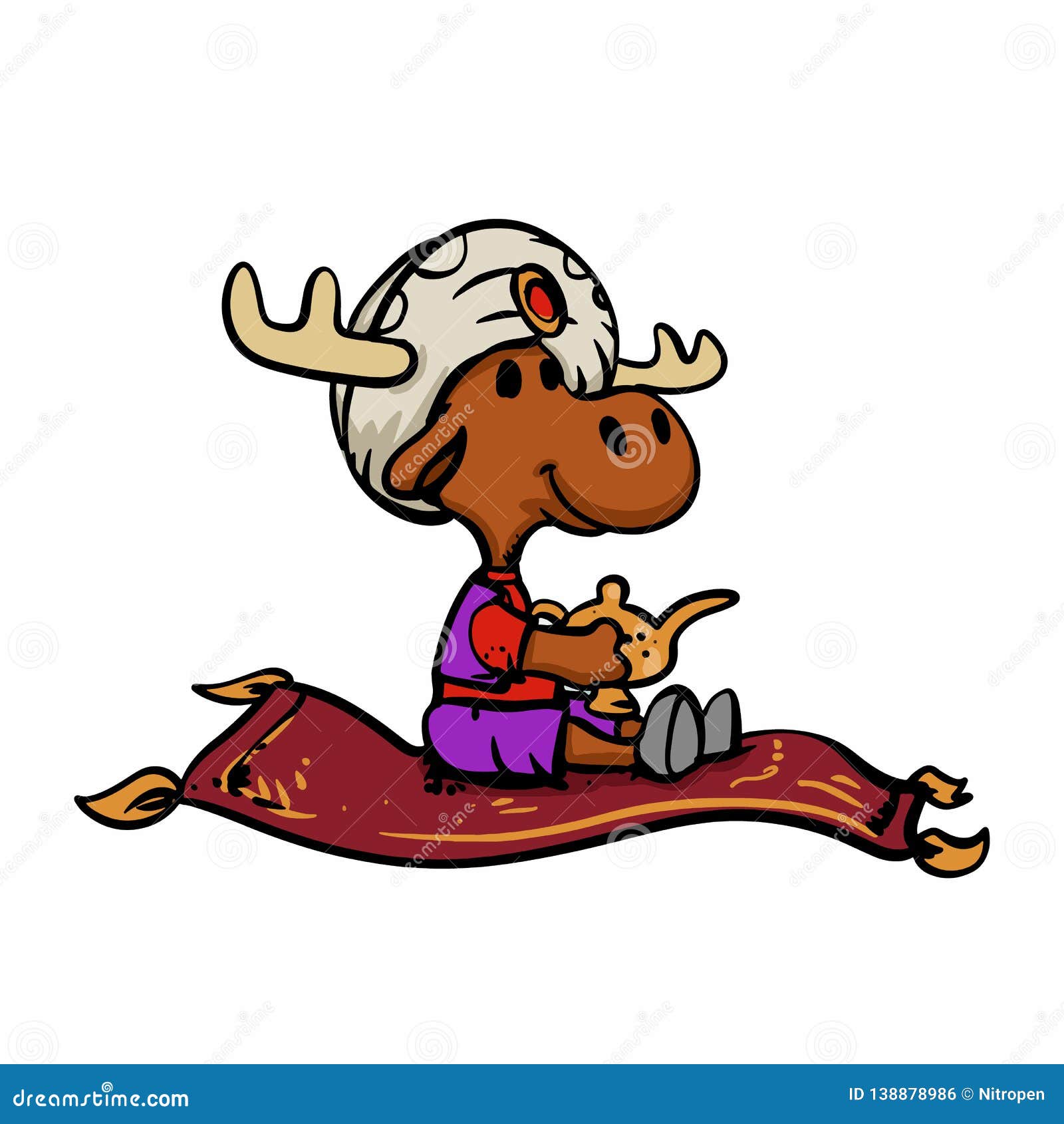 Cool Genie Magic Lamp Aladdin Pantomime Cartoon Vector Illustration ...