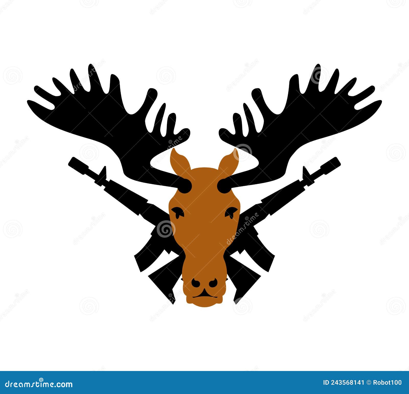 Moose and Guns. Hunter Sign. Deer Muzzle and Weapons Stock Vector ...