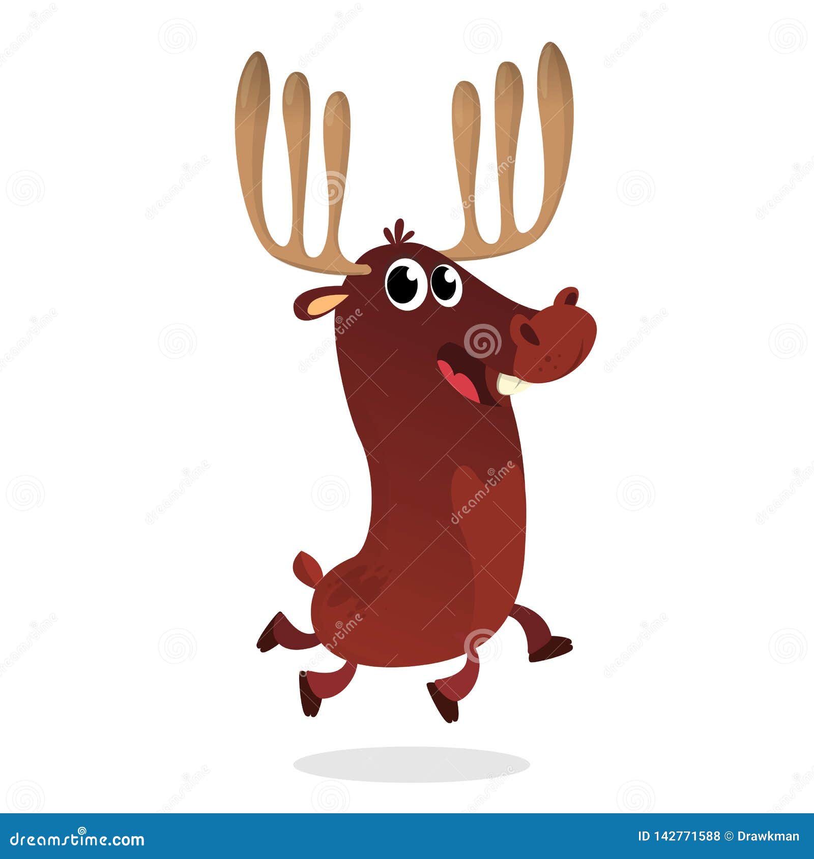 Happy Cartoon Moose Character. Vector Moose Illustration Isolated Stock ...