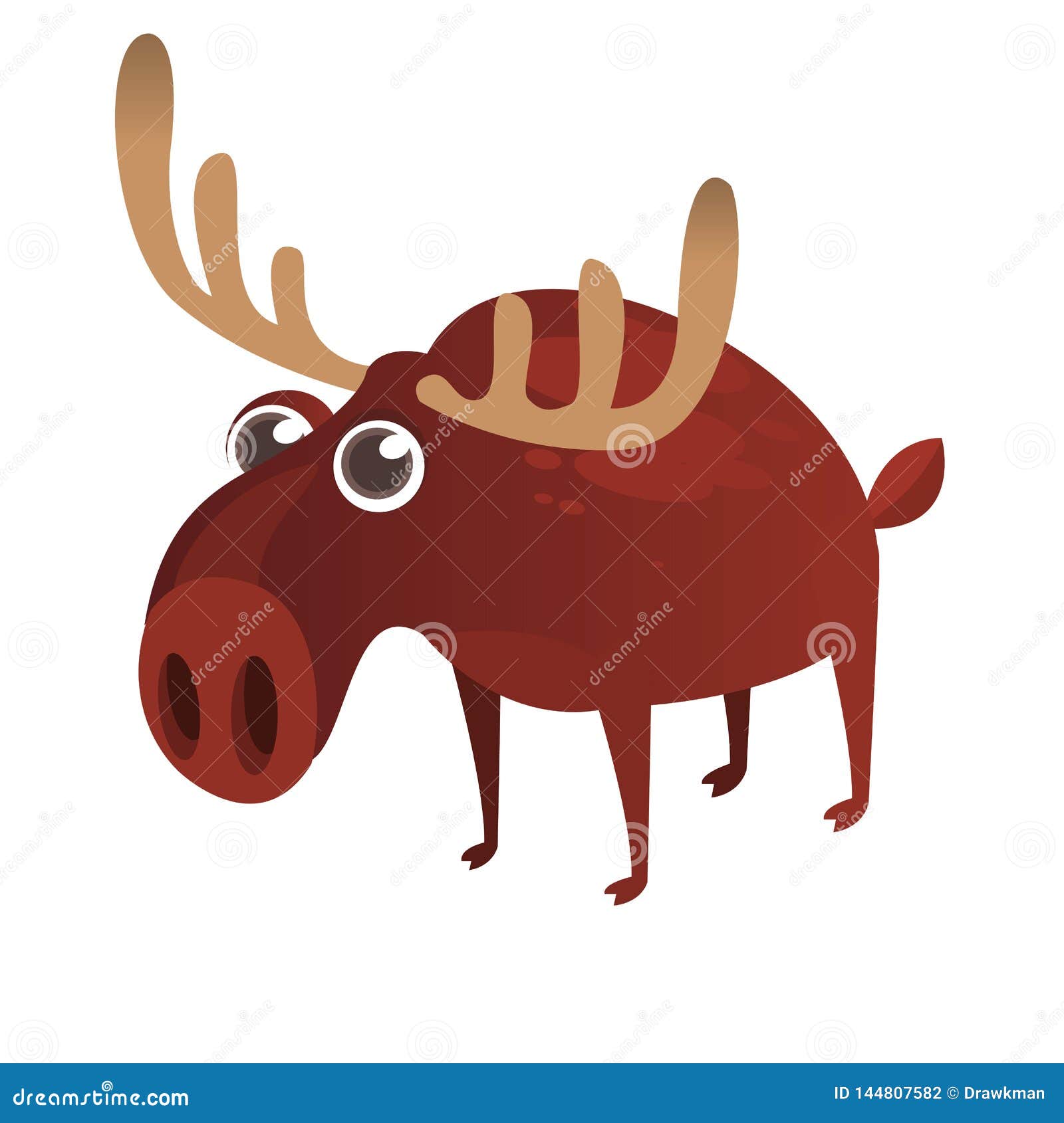 Happy Cartoon Moose Character Stock Vector - Illustration of isolated ...