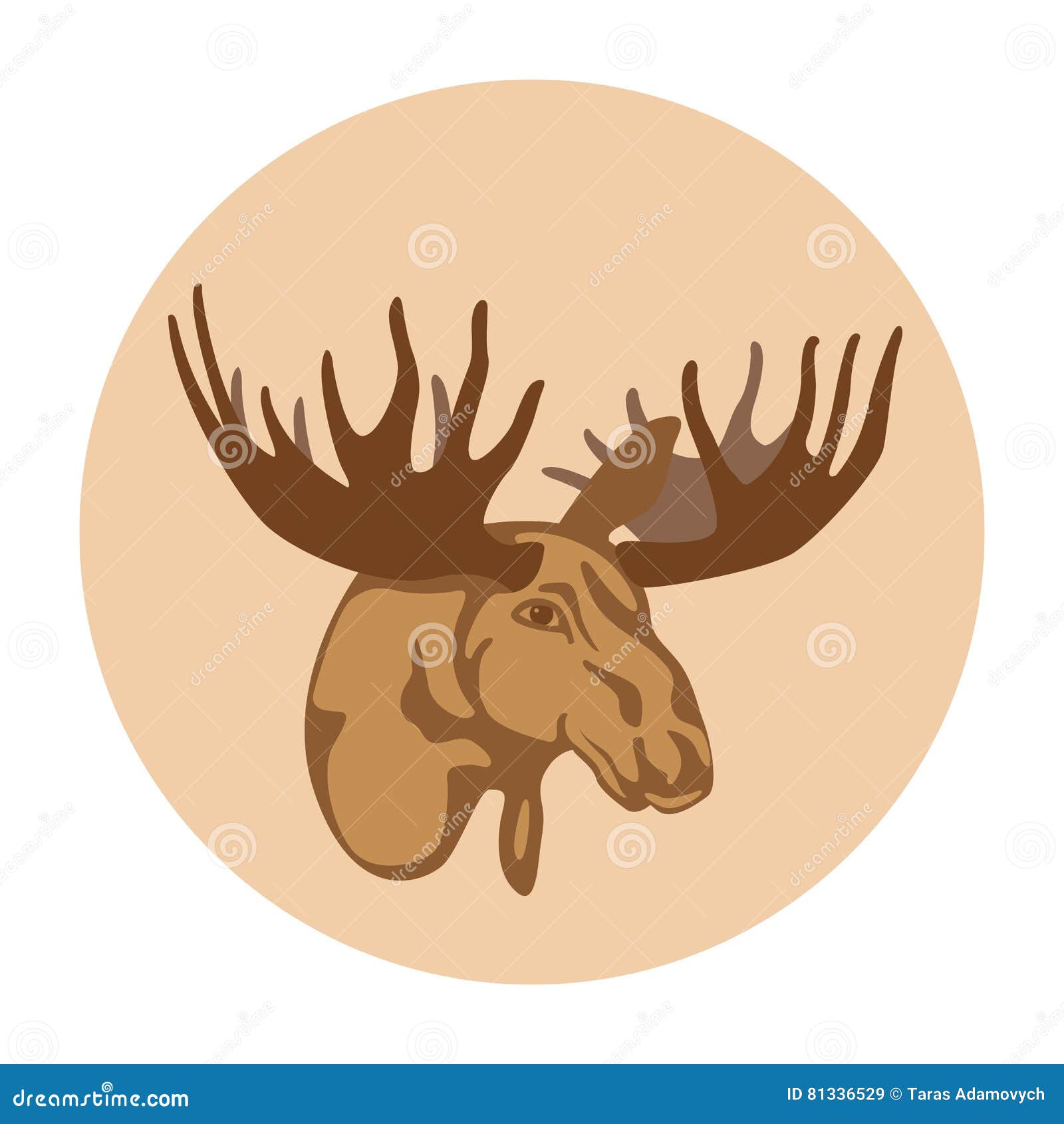 Moose Head Face Profile Vector Illustration Style Flat Stock Vector ...
