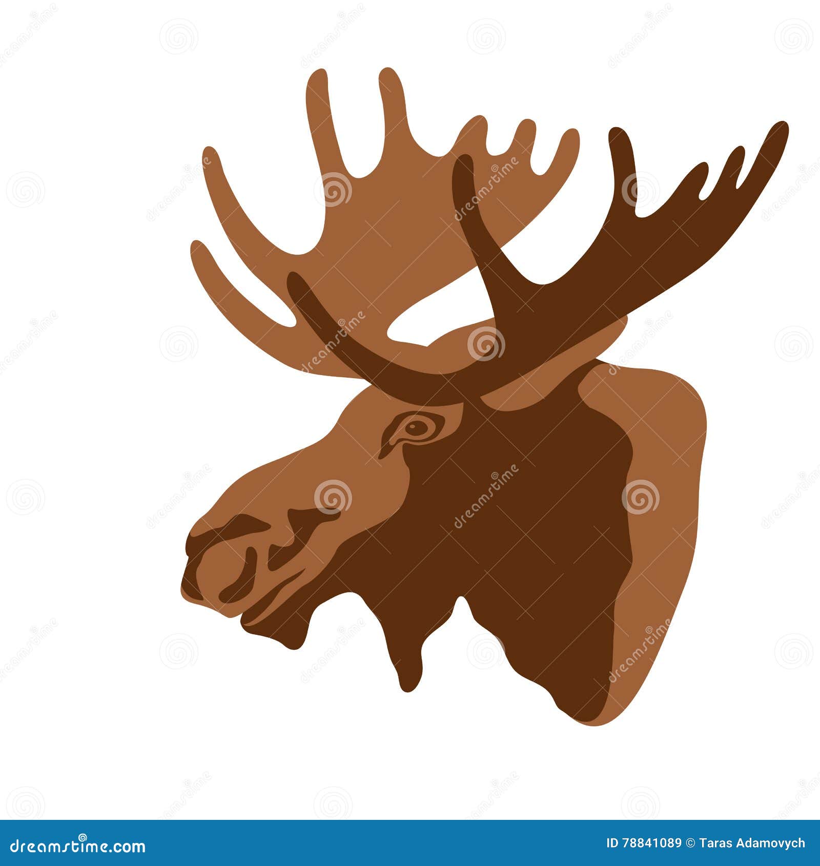 Moose Head Profile Vector Style Flat Stock Vector - Illustration of ...