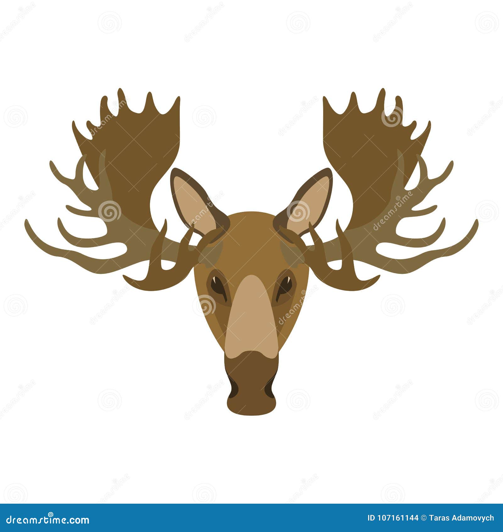 Moose Head Vector Illustration Flat Style Front Stock Vector ...