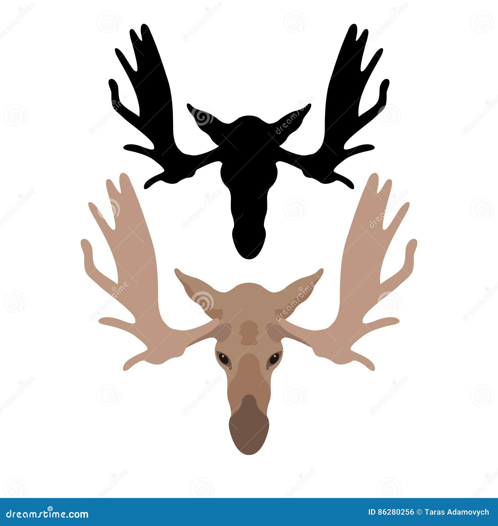 Moose Head Vector Illustration Style Flat Stock Vector - Illustration ...