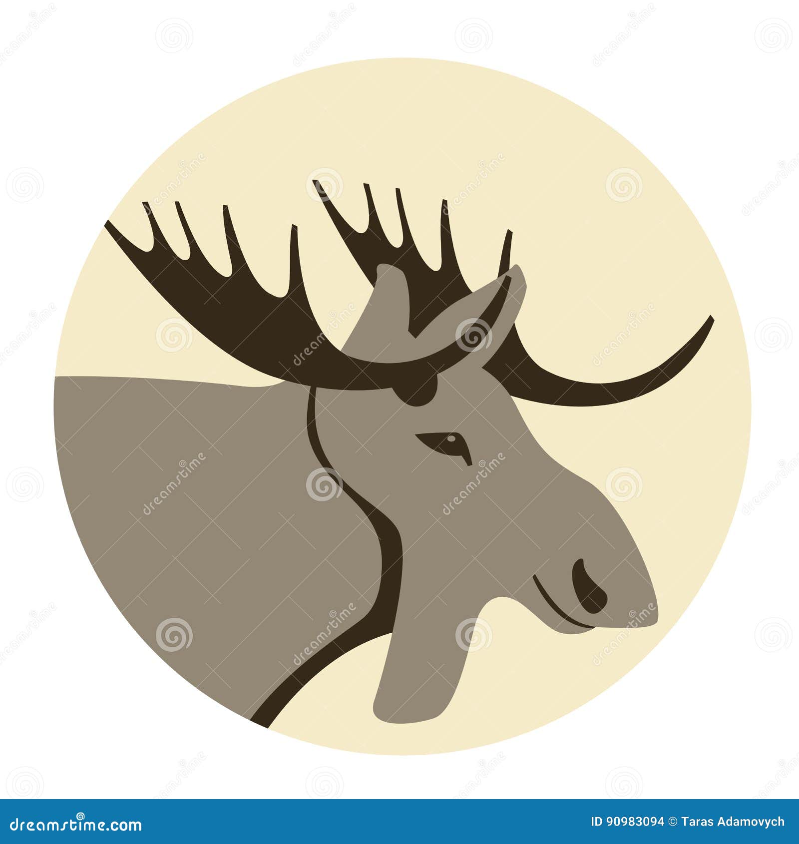 Moose Head Vector Illustration Style Flat Stock Vector - Illustration ...
