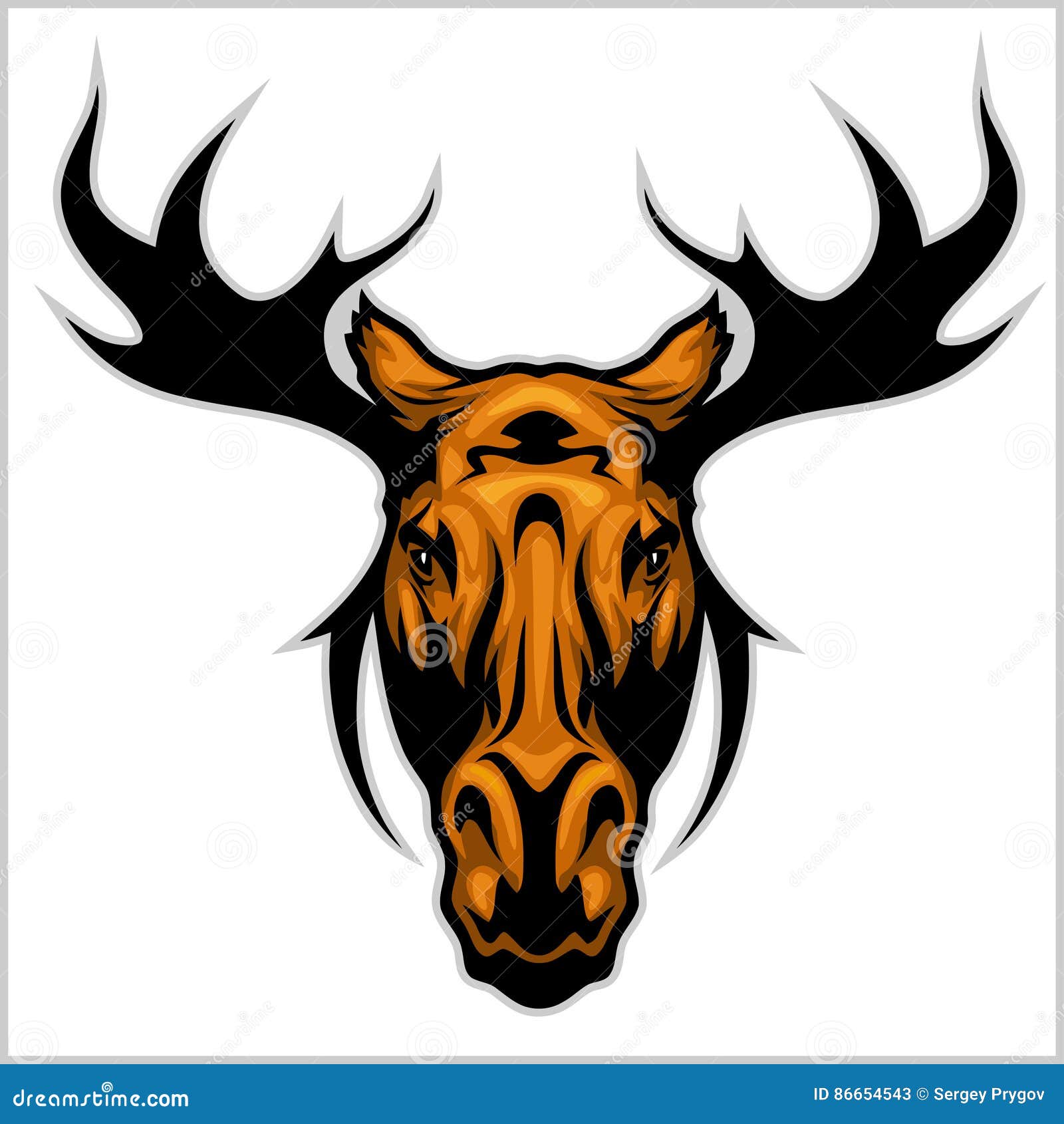Moose head - on white stock vector. Illustration of drawing - 86654543