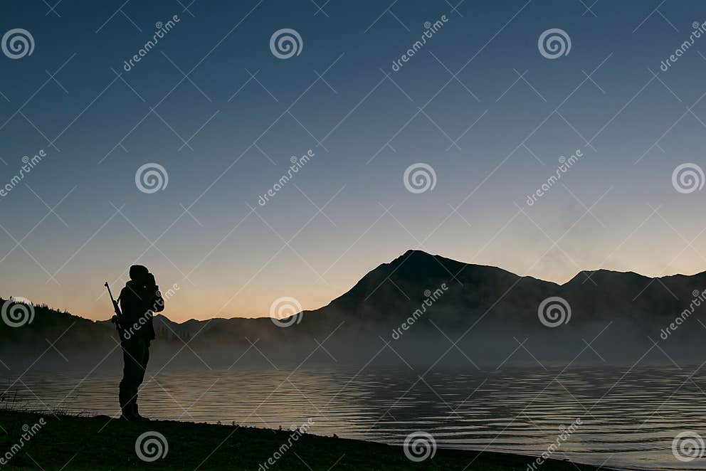 Moose Hunter Calling at Dawn Stock Photo - Image of hunting, nature ...