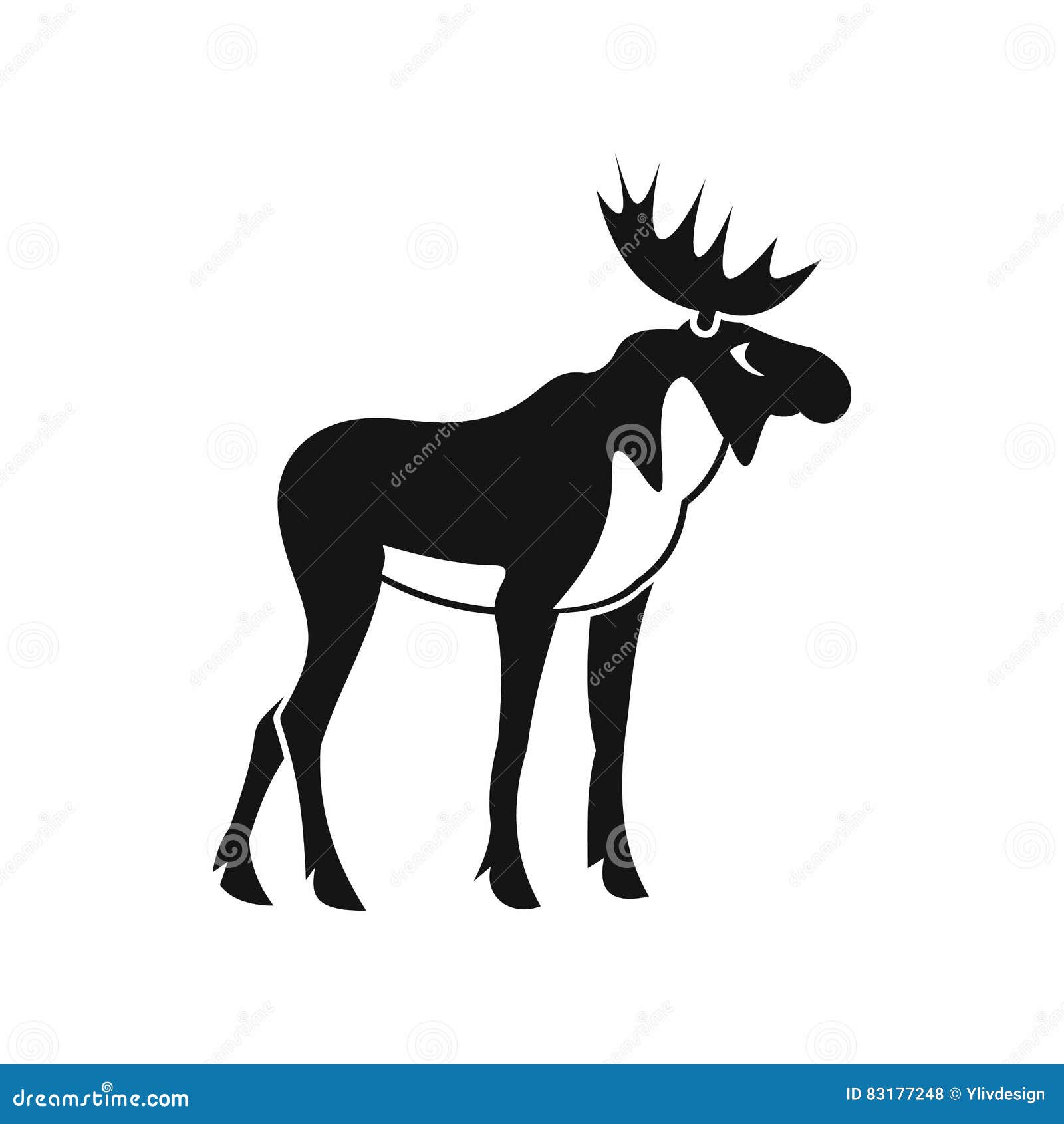 Moose Elt Icon Black Color Illustration Flat Style Simple Image Cartoon ...