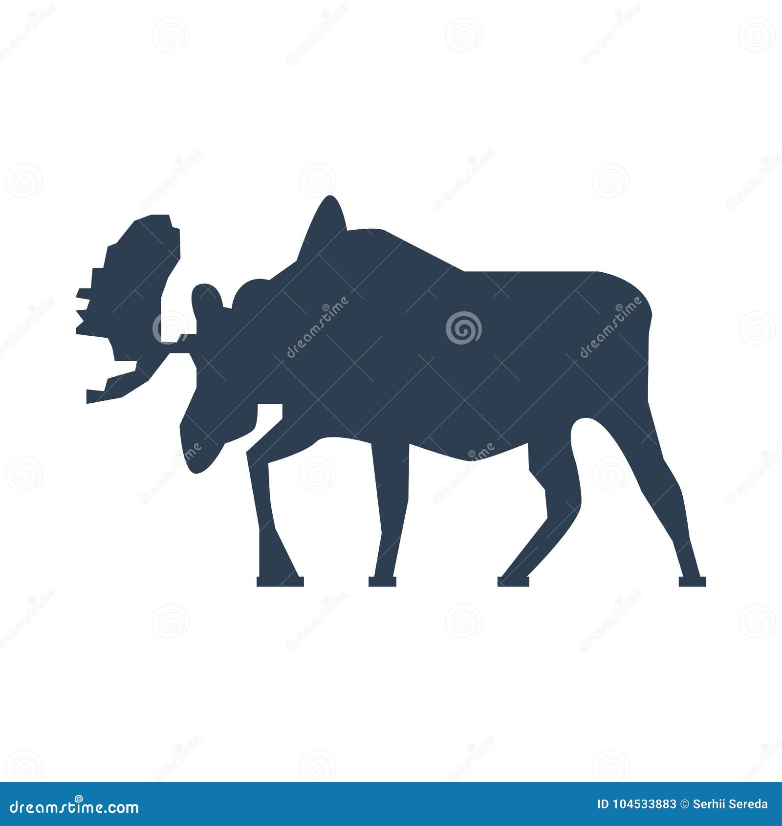 Moose Icon on White Background. Stock Illustration - Illustration of ...