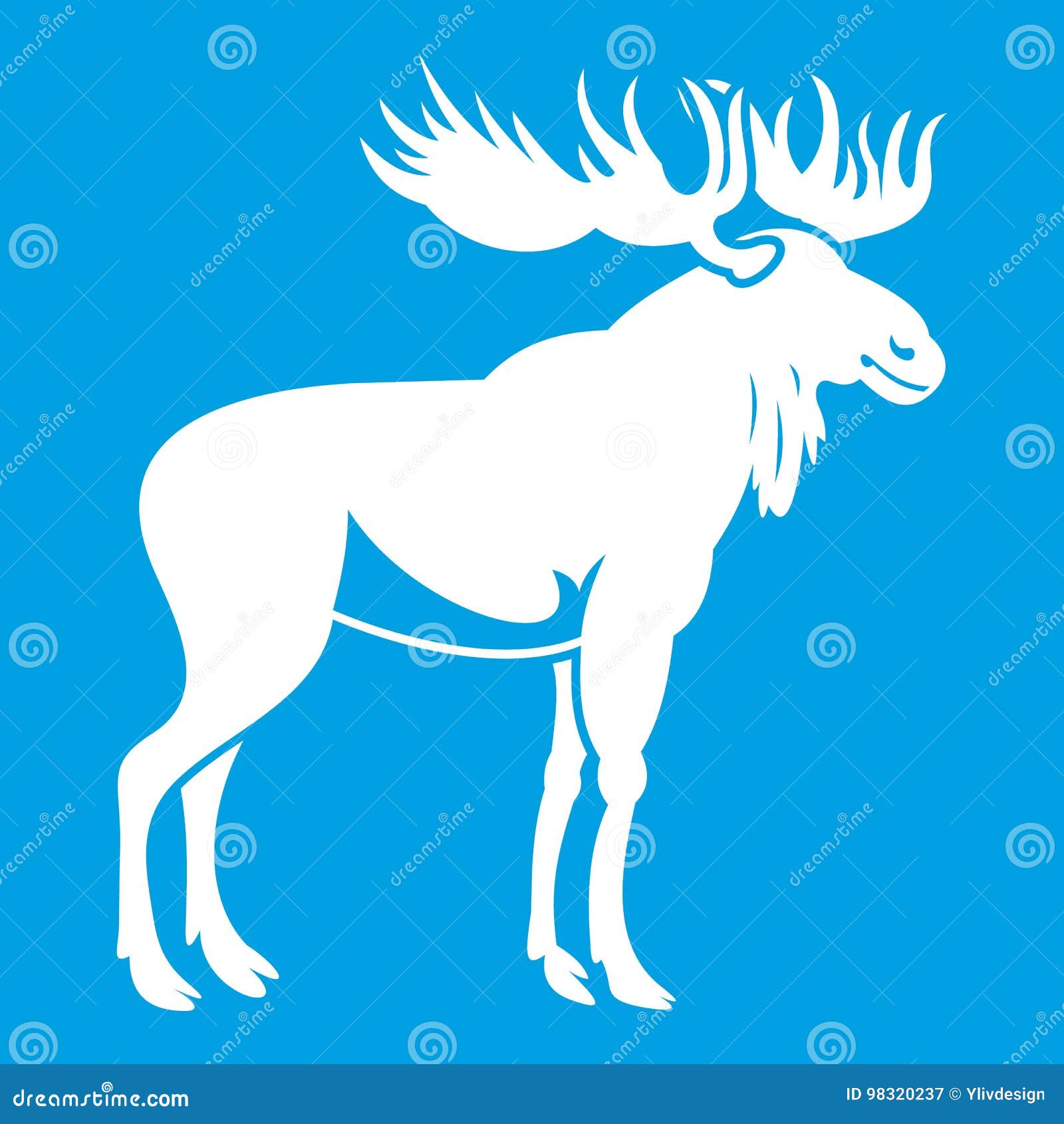 Moose icon white stock vector. Illustration of huge, animal - 98320237