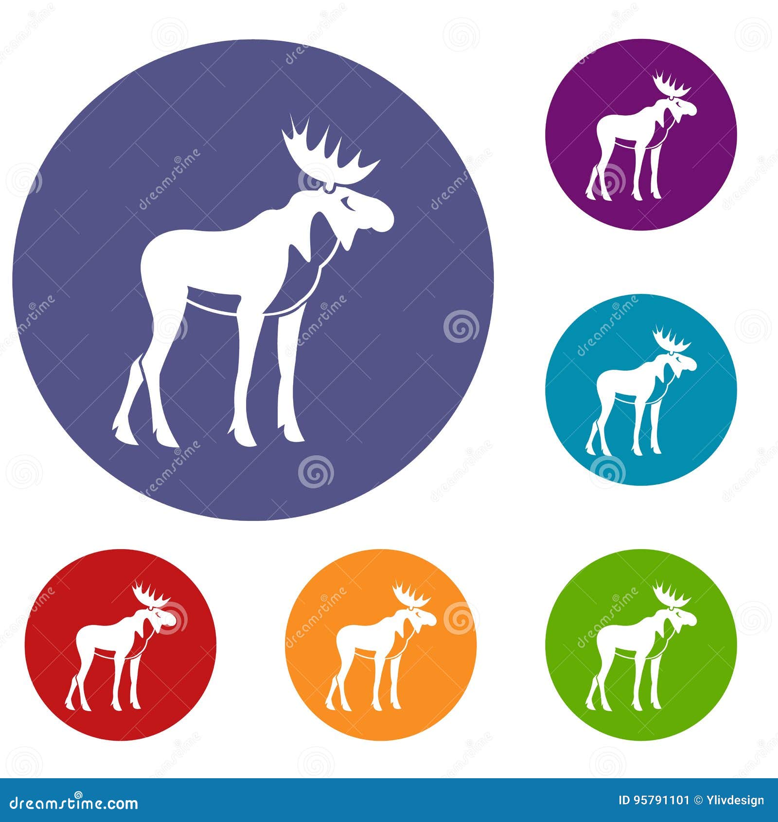 Moose icons set stock vector. Illustration of design - 95791101