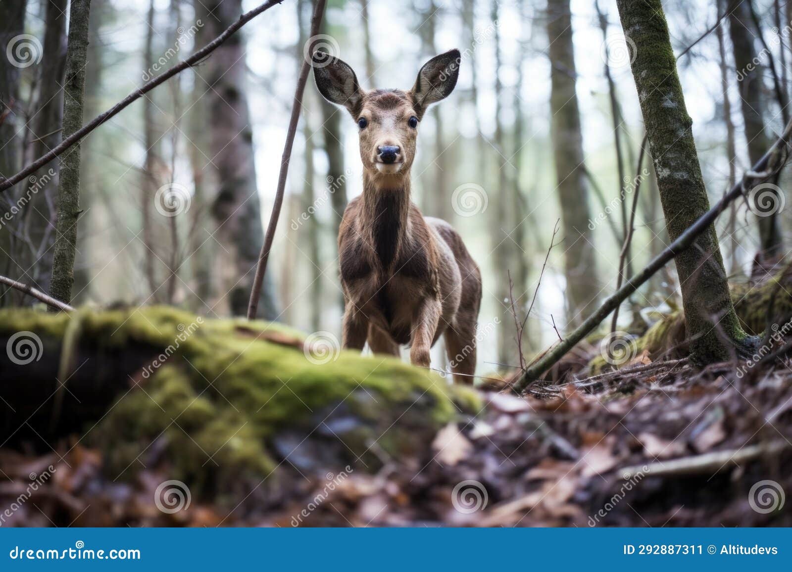 Moose with Lowered Head Ready To Charge in the Forest Stock Image ...