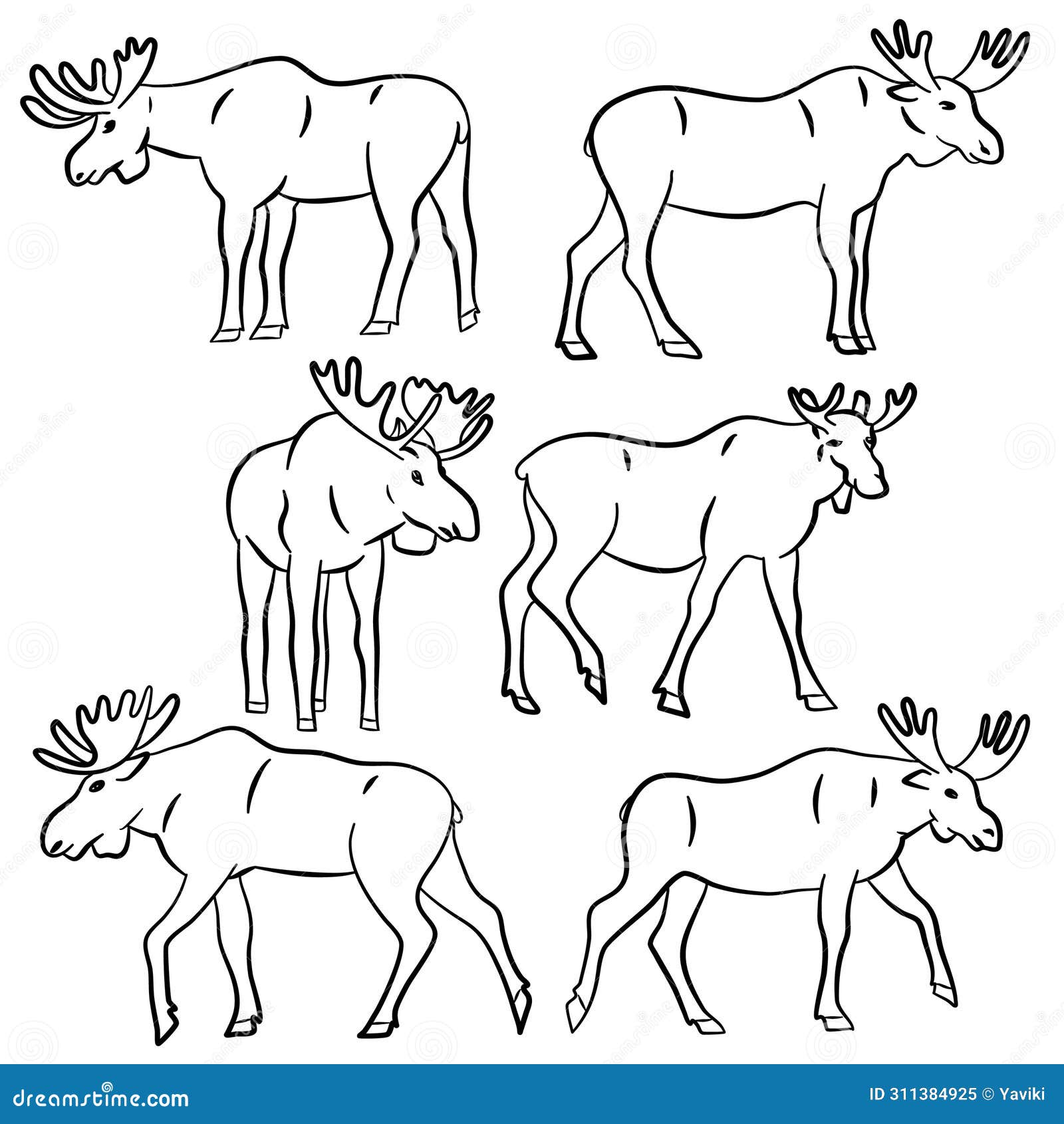 Moose outline vector set stock vector. Illustration of collection ...