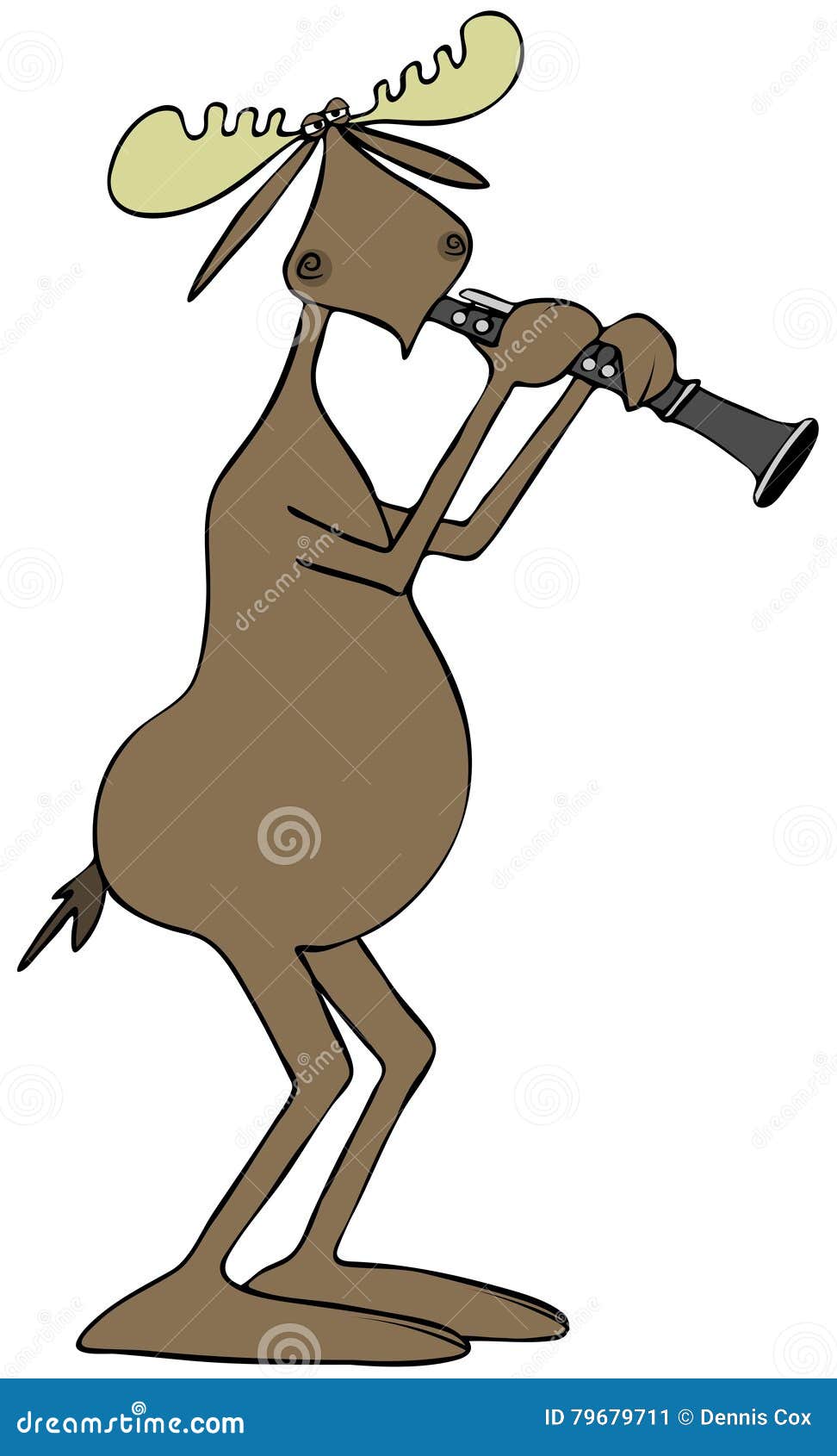 Moose playing a clarinet stock illustration. Illustration of wildlife ...