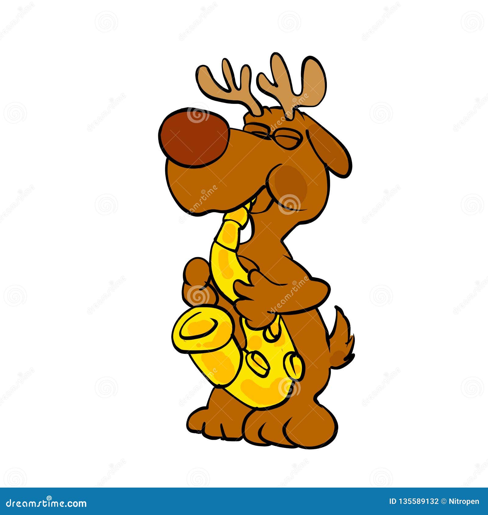 Moose Playing the Saxophone Stock Illustration - Illustration of moose ...