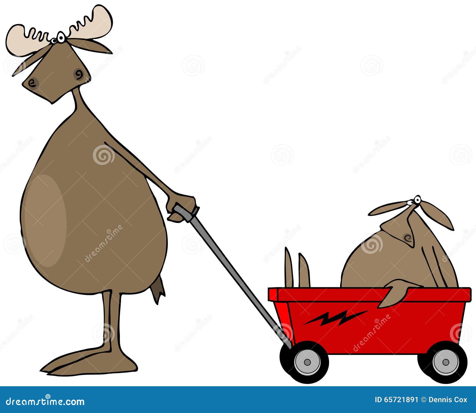 Moose Pulling Baby in Wagon Stock Illustration - Illustration of bull ...
