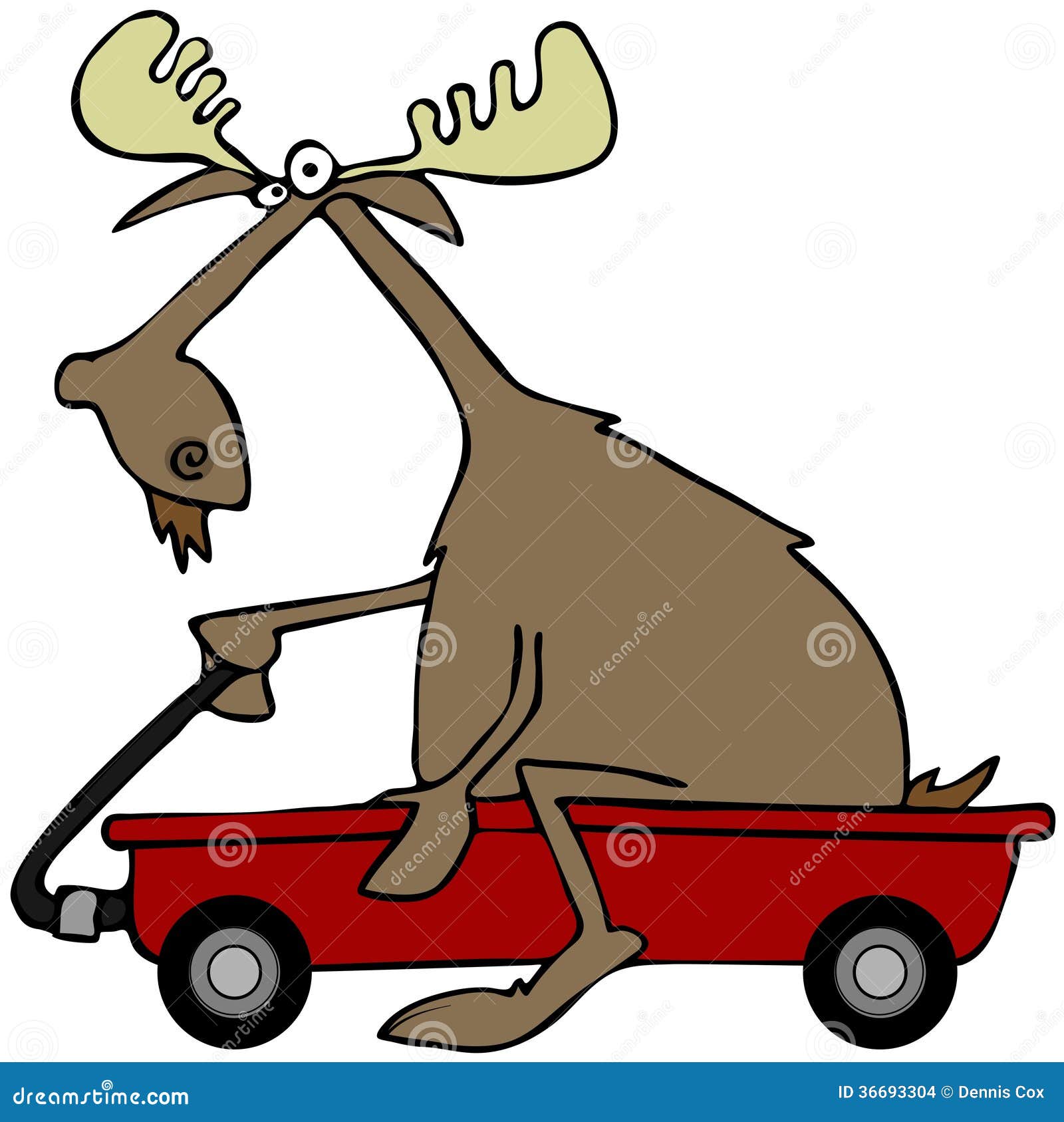 Moose in a red wagon stock illustration. Illustration of wildlife ...