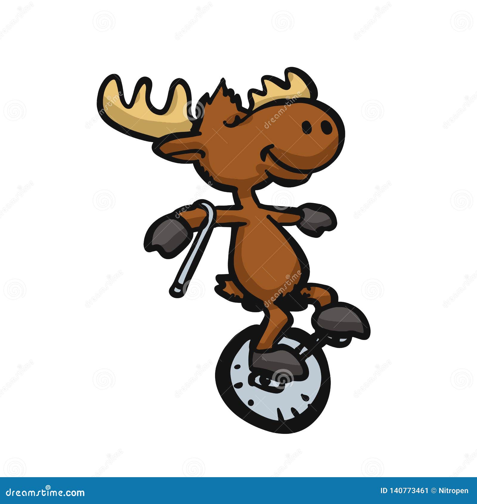Moose riding a monocycle stock vector. Illustration of drawing - 140773461