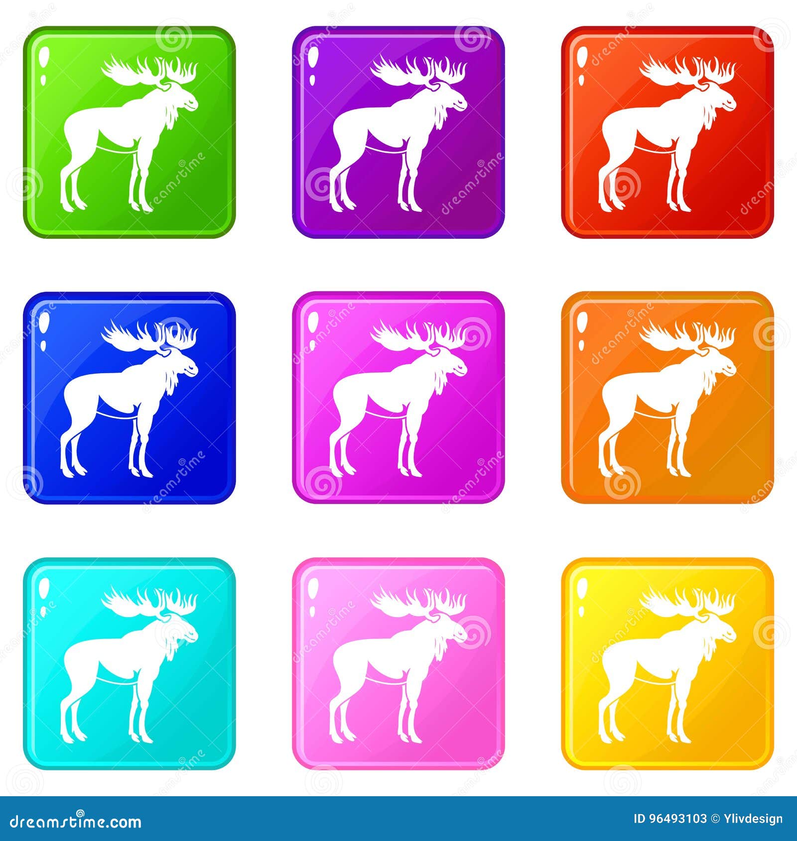 Moose set 9 stock vector. Illustration of reindeer, alces - 96493103