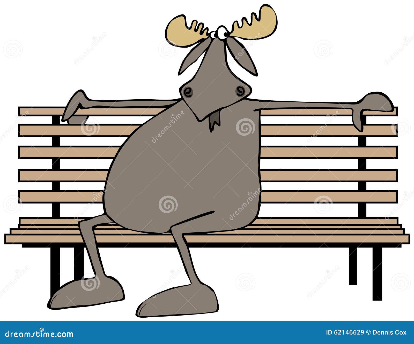 Moose Sitting on a Park Bench Stock Illustration - Illustration of ...