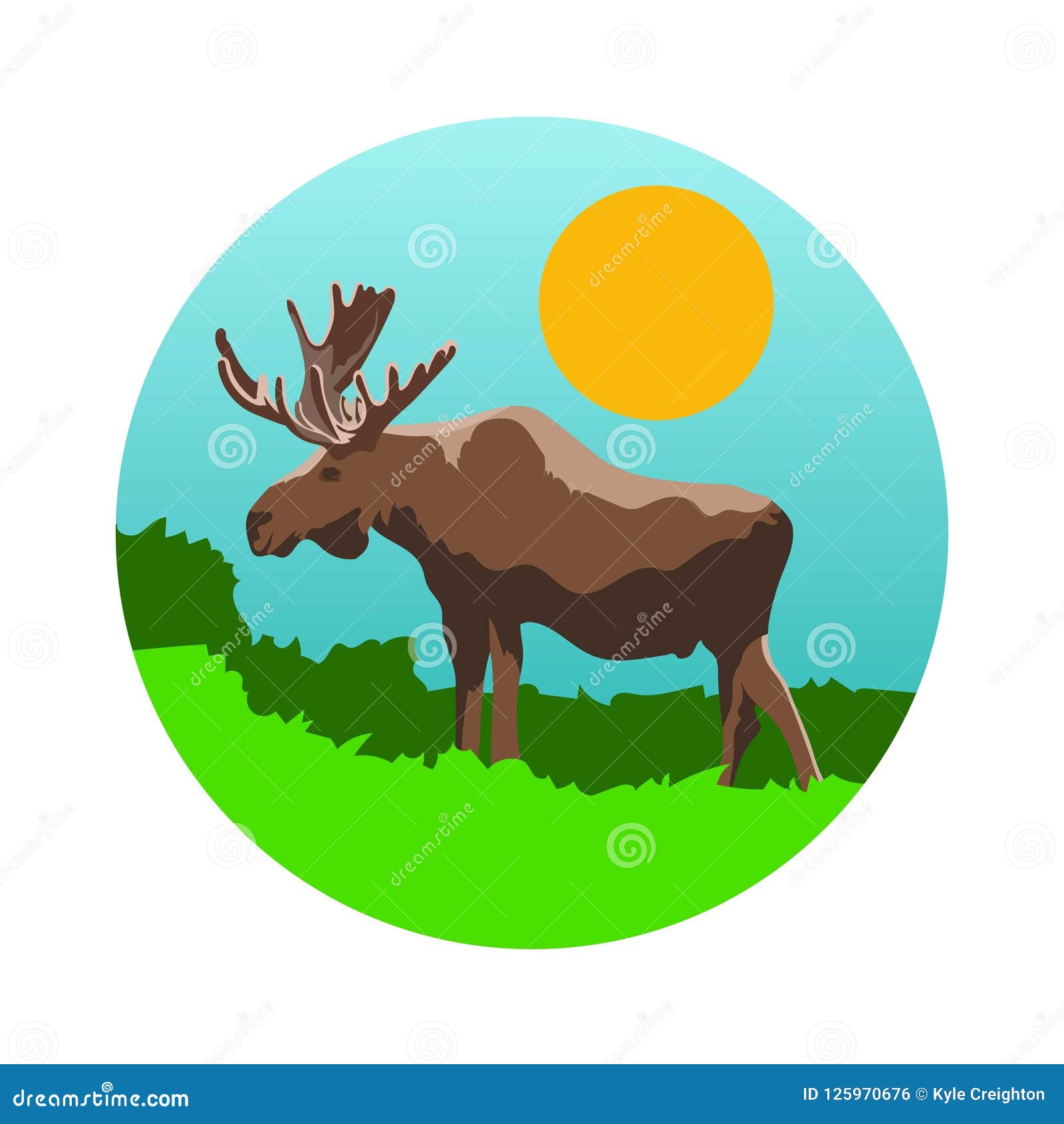 Moose Vector Flat Illustration Badge Stock Vector - Illustration of ...