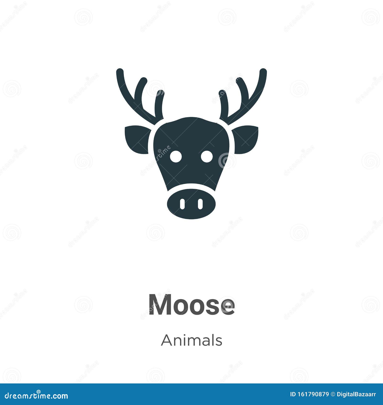 Moose Vector Icon on White Background. Flat Vector Moose Icon Symbol ...