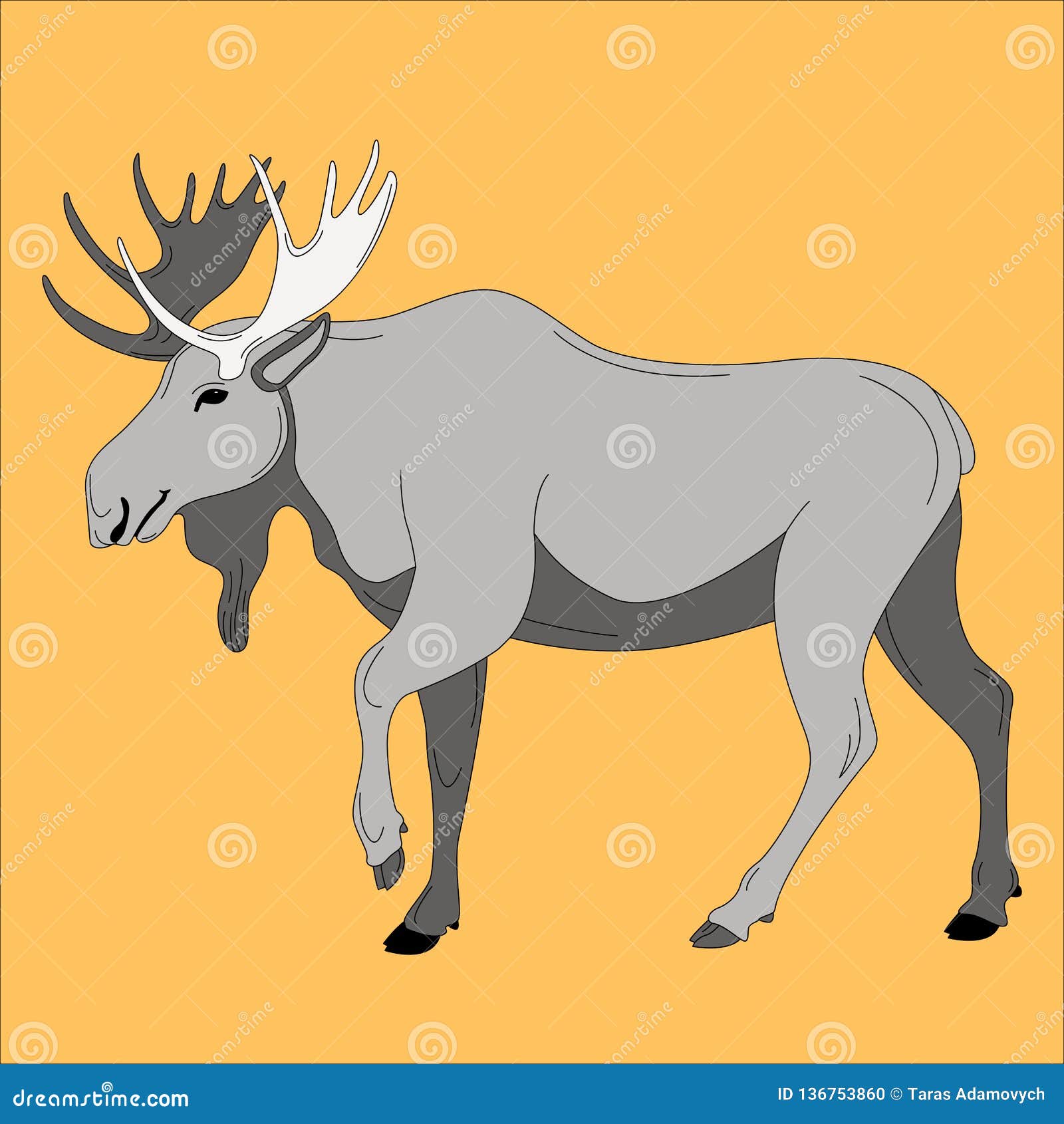 Moose, Vector Illustration , Flat Style, Profile Stock Vector ...