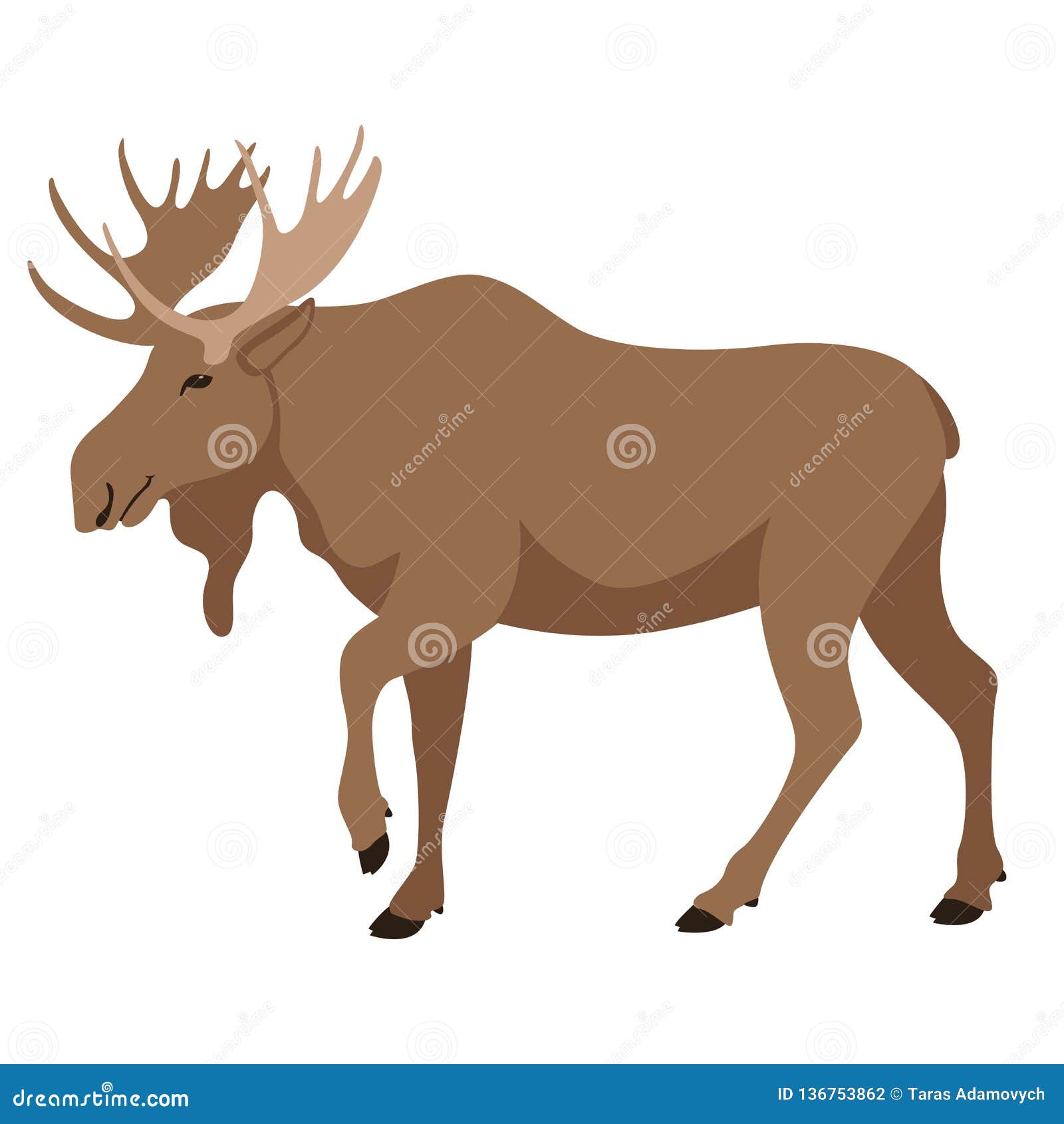 Moose, Vector Illustration , Flat Style, Profile Stock Vector ...