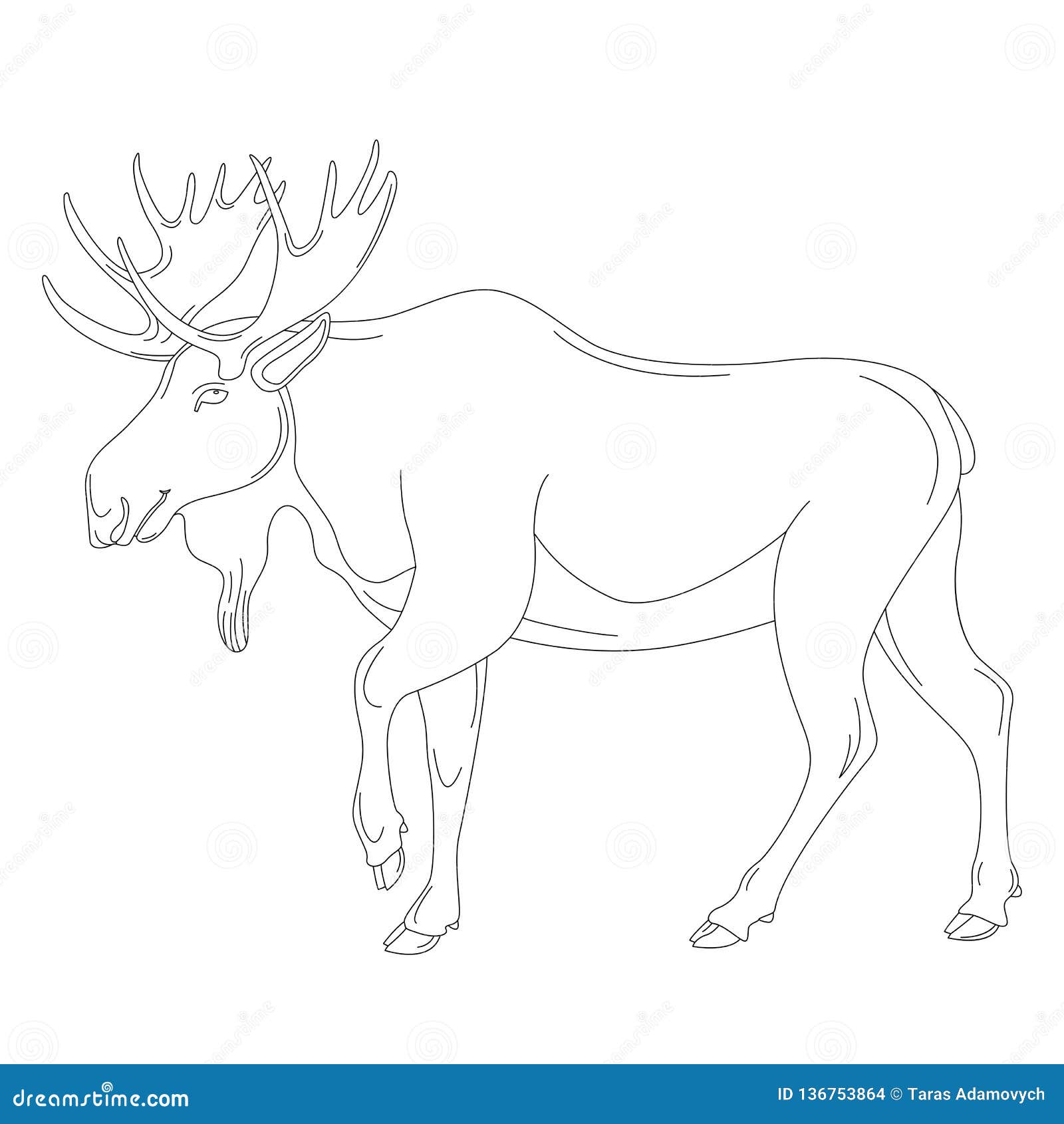 Moose, Vector Illustration , Lining Draw Profile Stock Vector ...