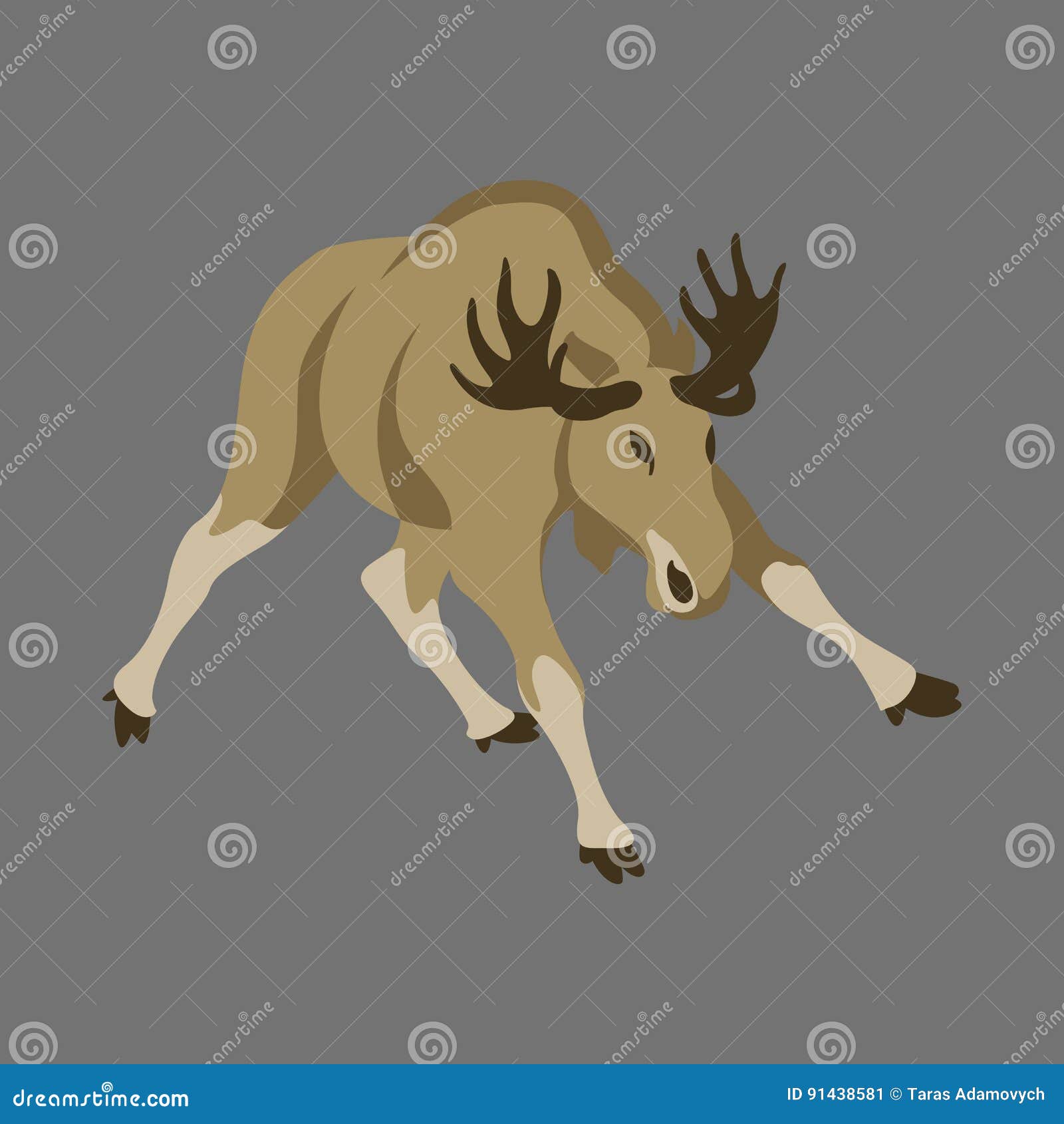 Moose Vector Illustration Style Flat Stock Vector - Illustration of ...