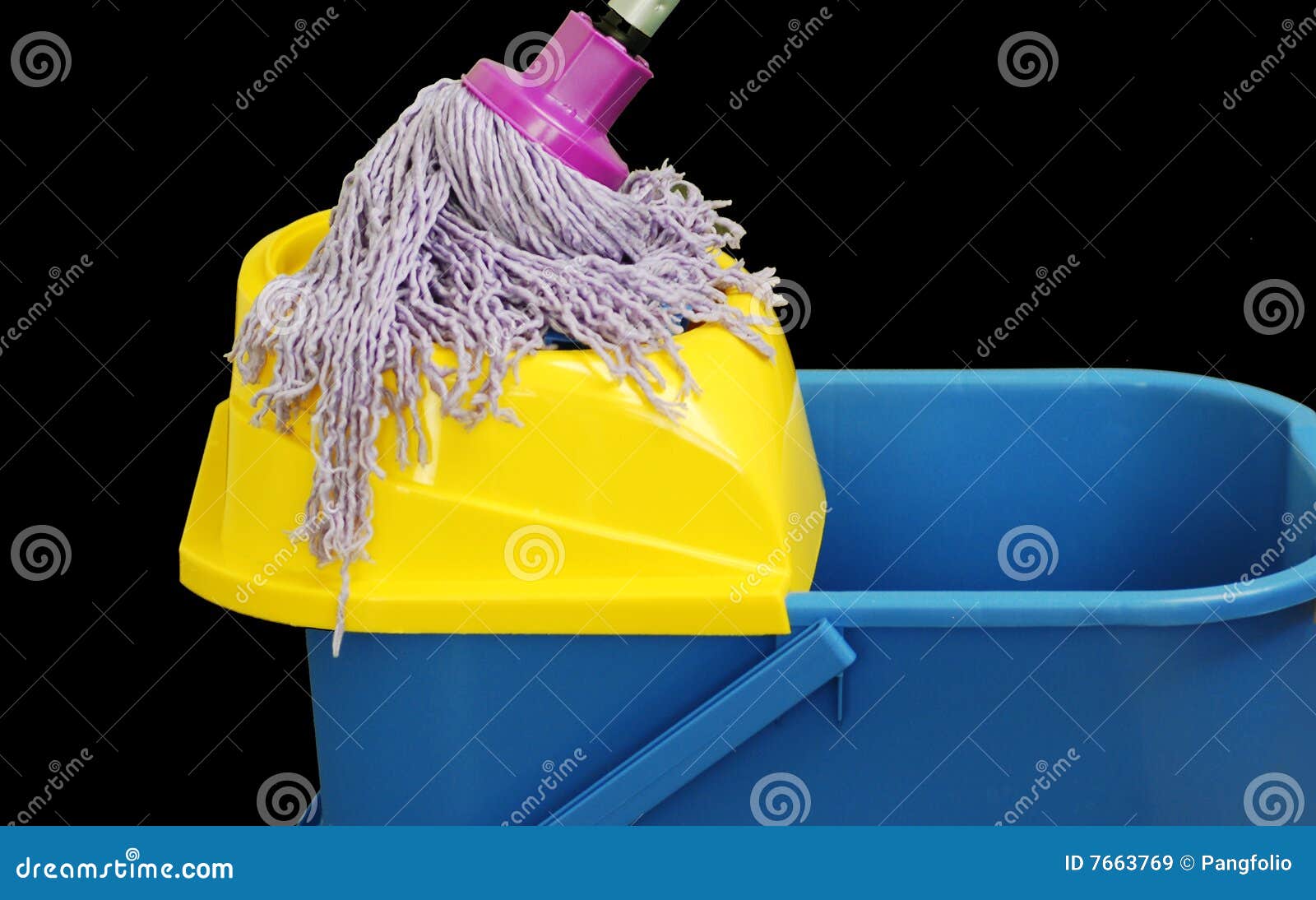 Mop Bucket And Wringer With Caution Sign On The Floor Royalty-Free ...