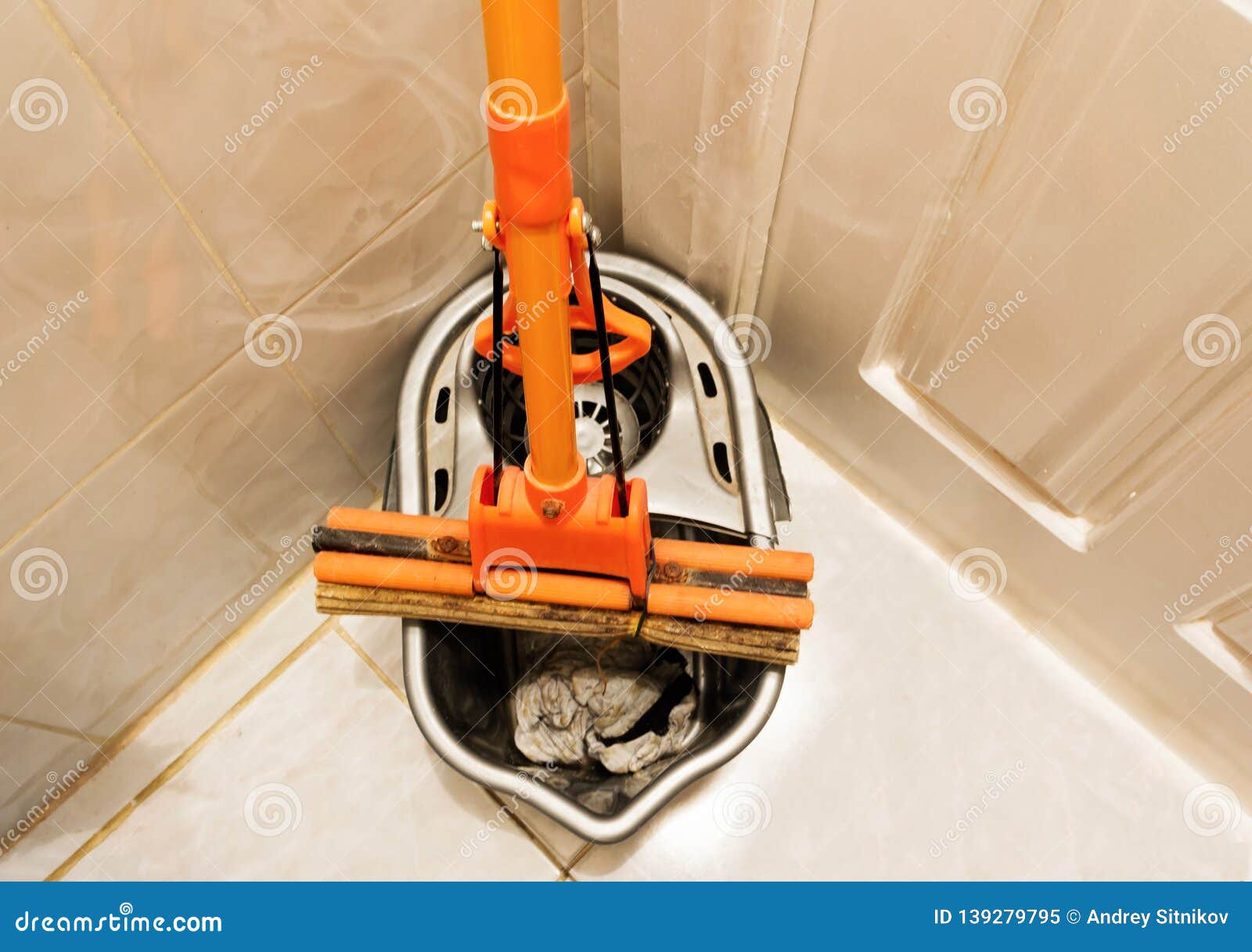 MOP with a Bucket for Cleaning the Floor Stock Image - Image of items ...