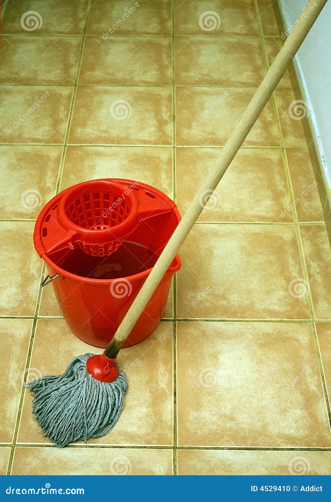 Mop and Bucket on the Floor Stock Photo - Image of industrial, home ...