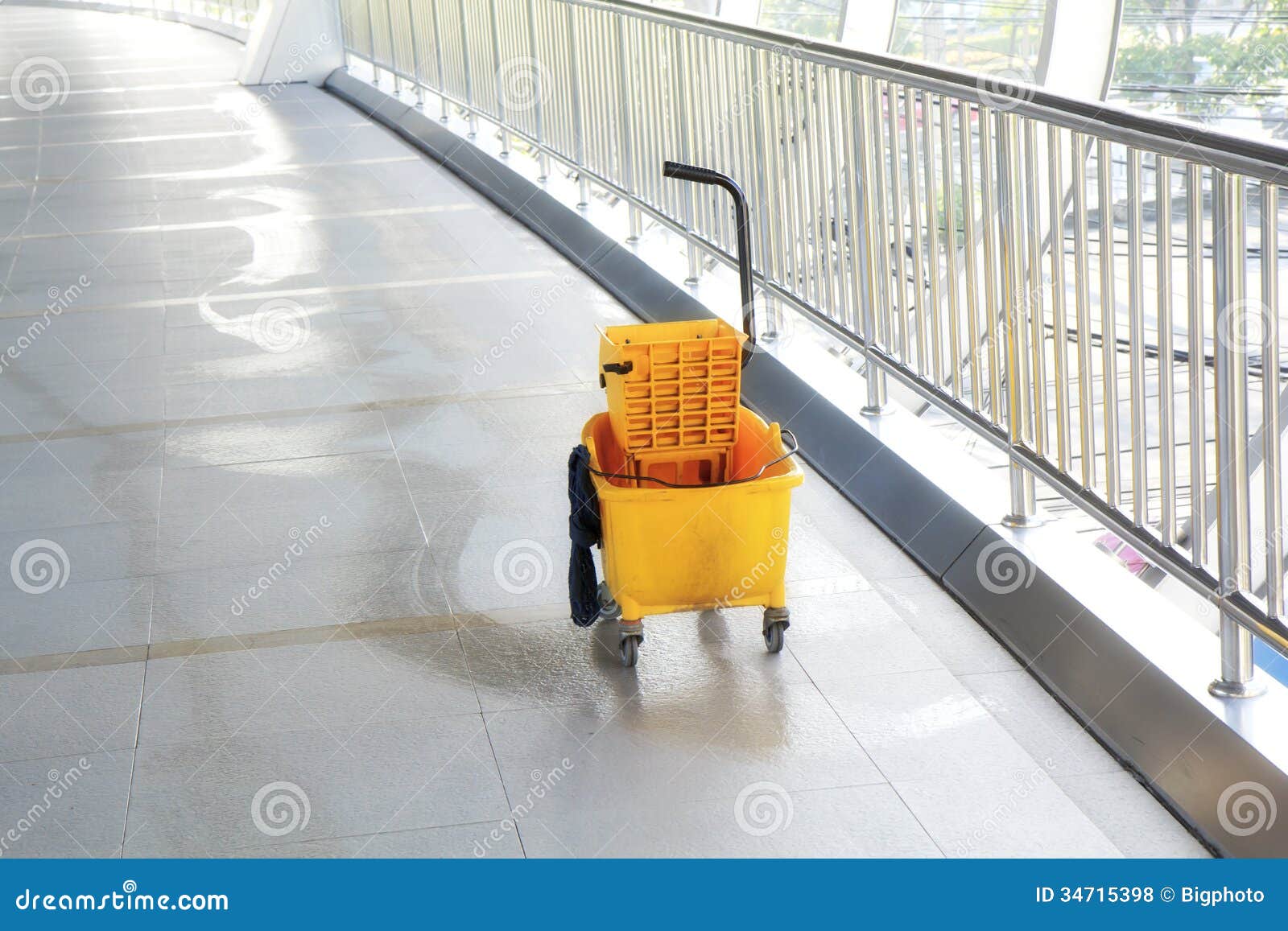 Mop Bucket on Floor in Office Building Stock Photo - Image of sanitize ...